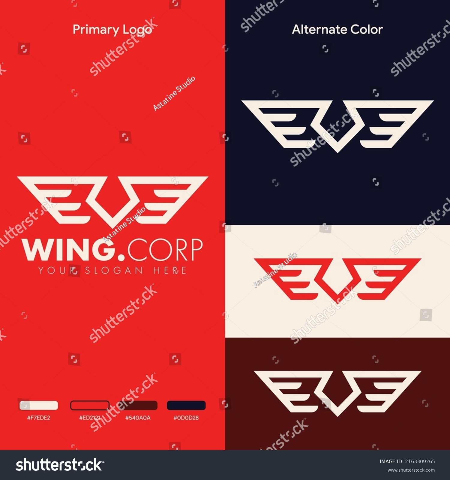Minimalist Simple Wing Logo Concept Stock Vector (Royalty Free ...
