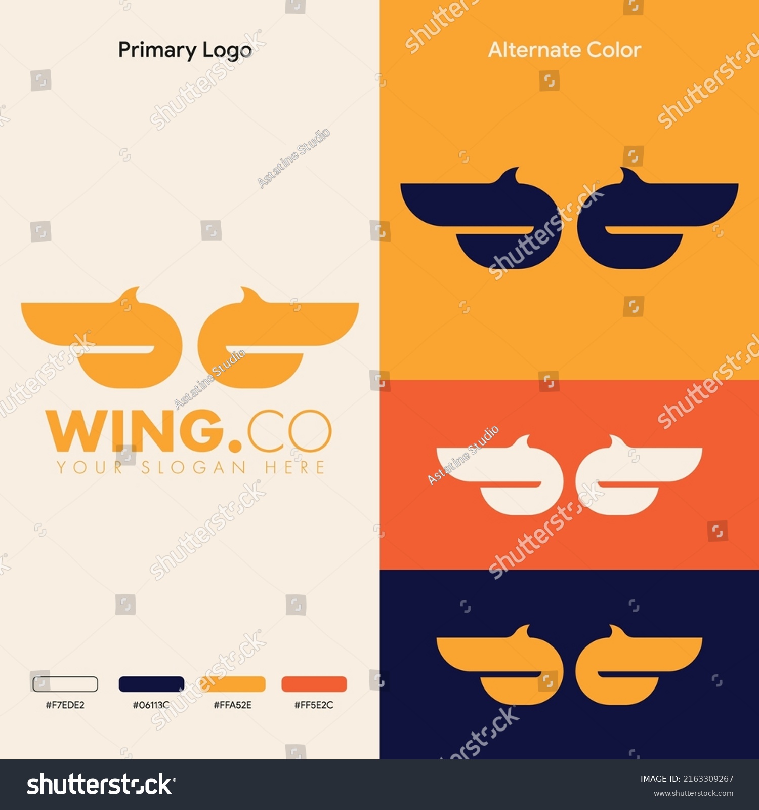 Minimalist Simple Wing Logo Concept Stock Vector (Royalty Free ...