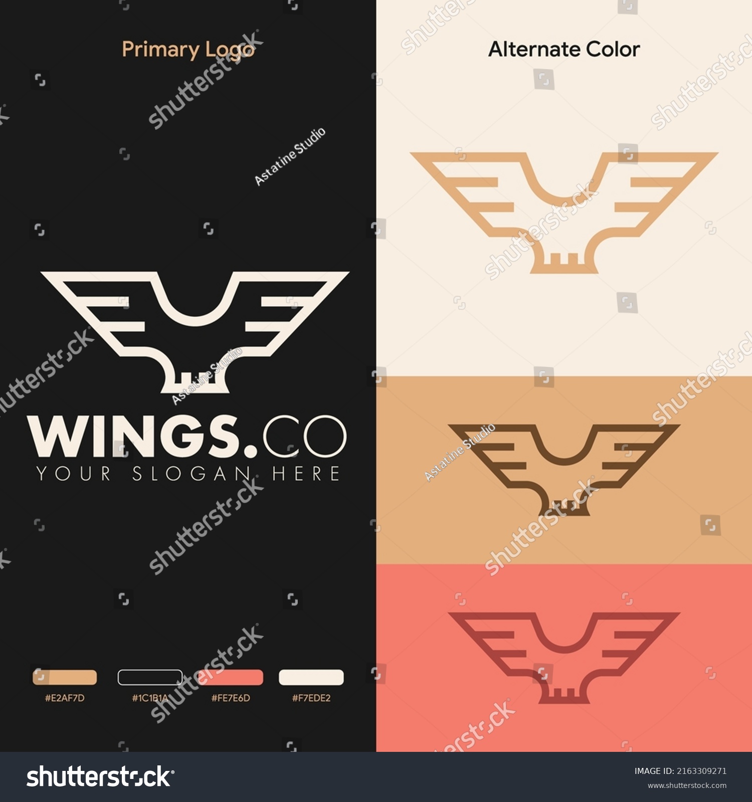 Minimalist Simple Wing Logo Concept Stock Vector (Royalty Free ...