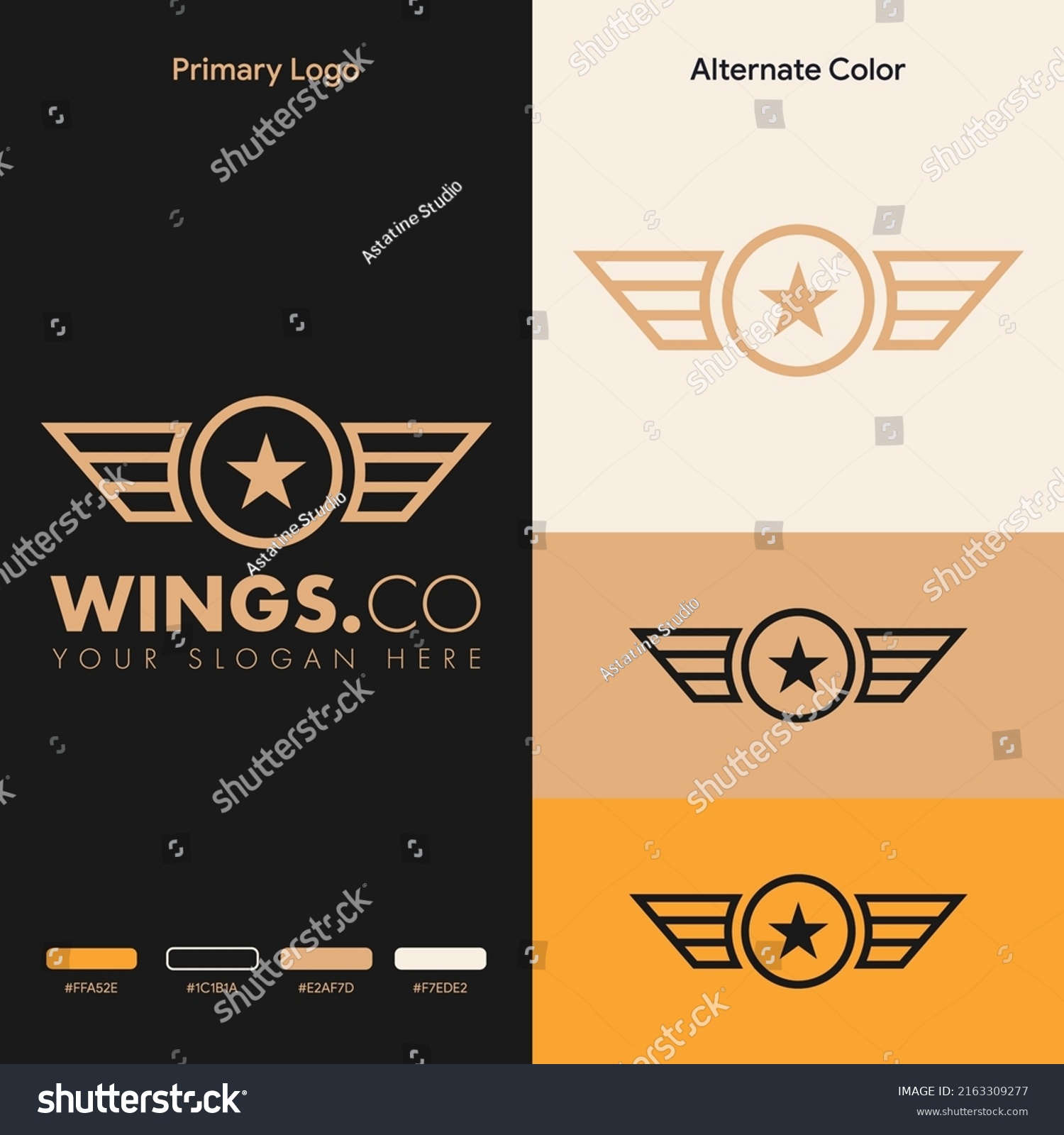 Minimalist Simple Wing Logo Concept Stock Vector (Royalty Free ...