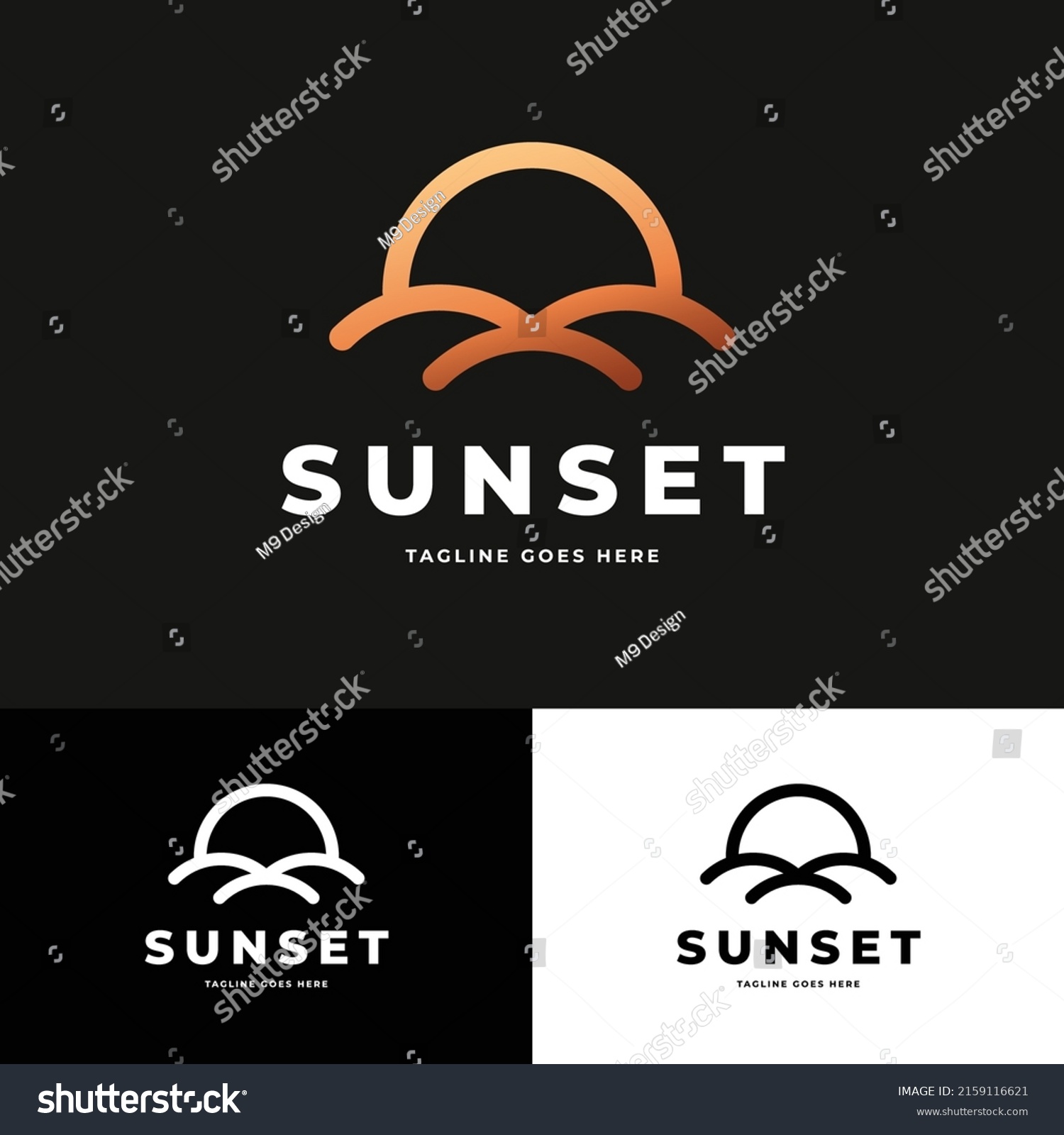 Minimalist Sunset Logo Editable Template Stock Vector (Royalty Free ...