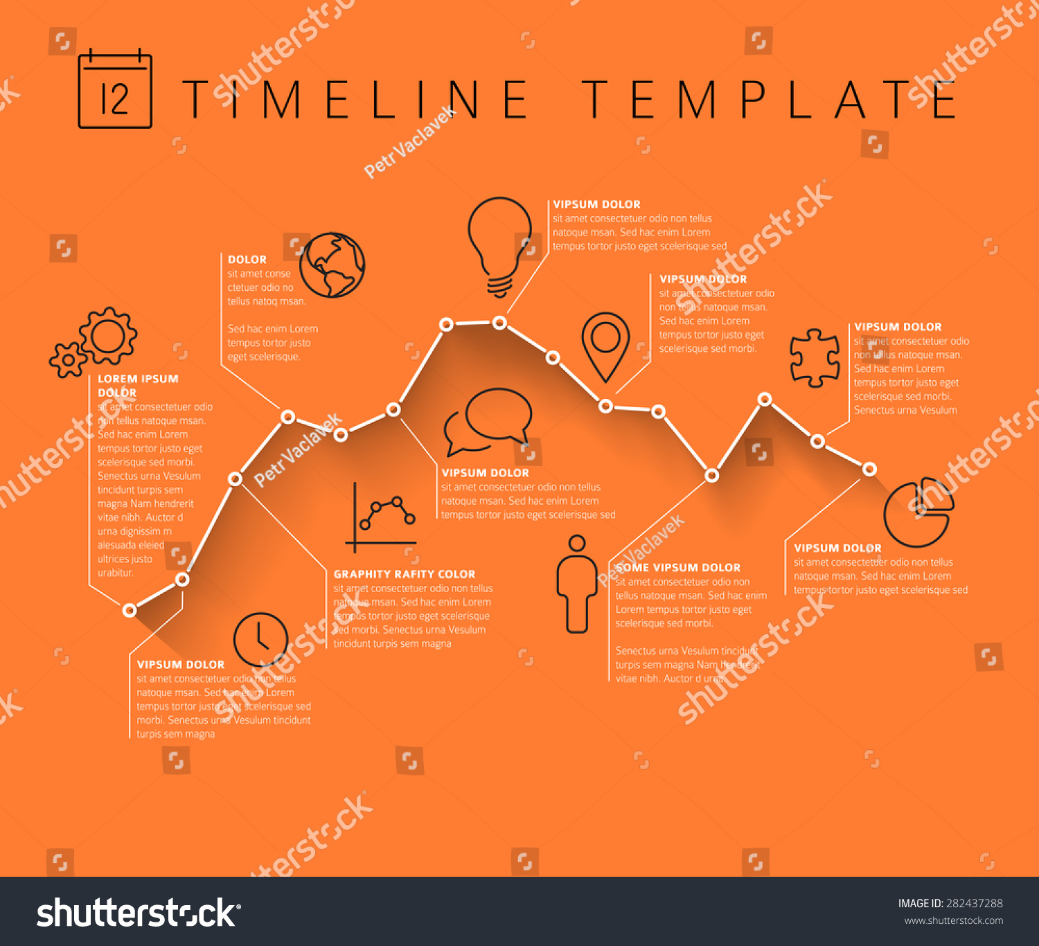 Minimalist Timeline Graph Icons Orange Version Stock Vector (Royalty ...