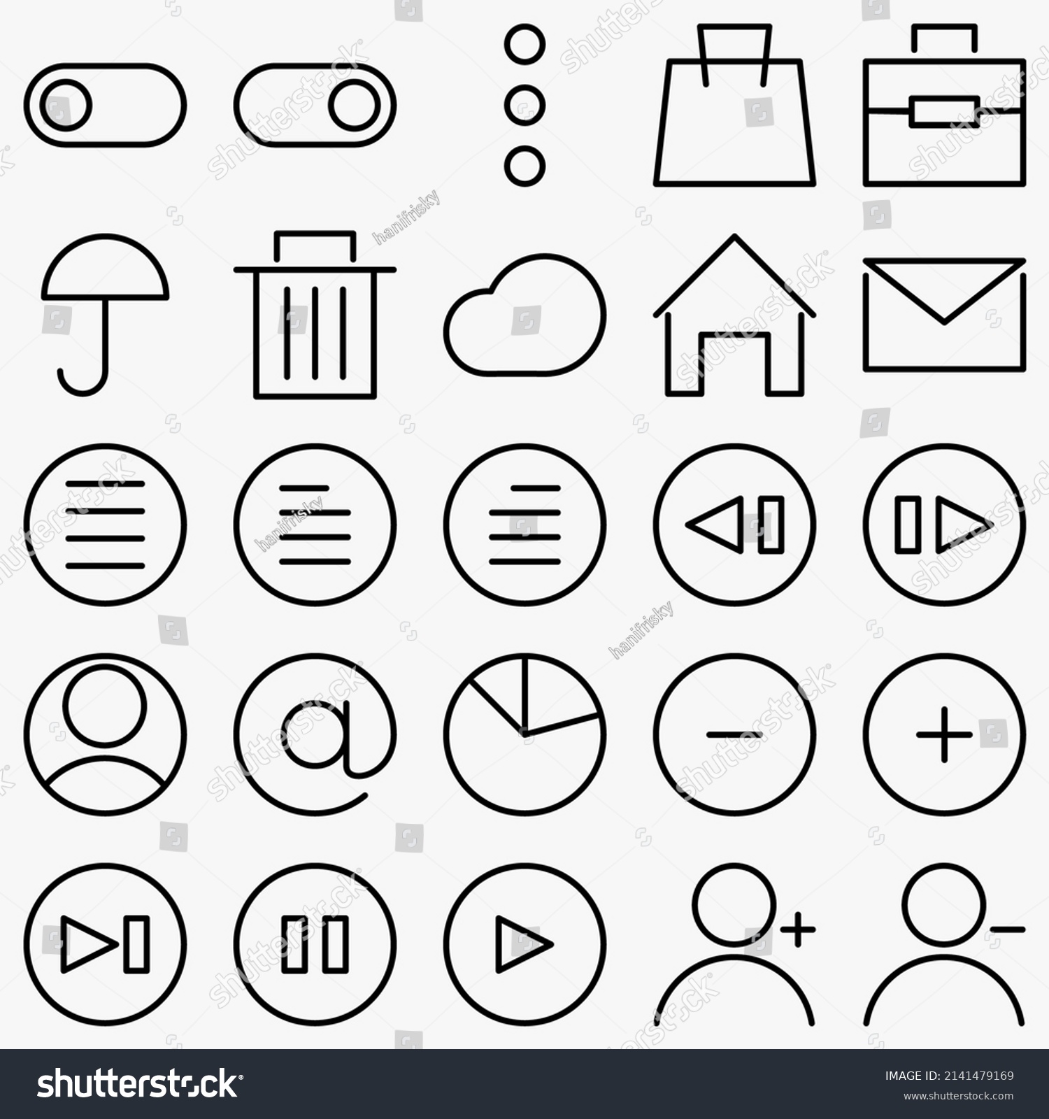 Minimalist Ui Icon Set Black Version Stock Vector (Royalty Free ...