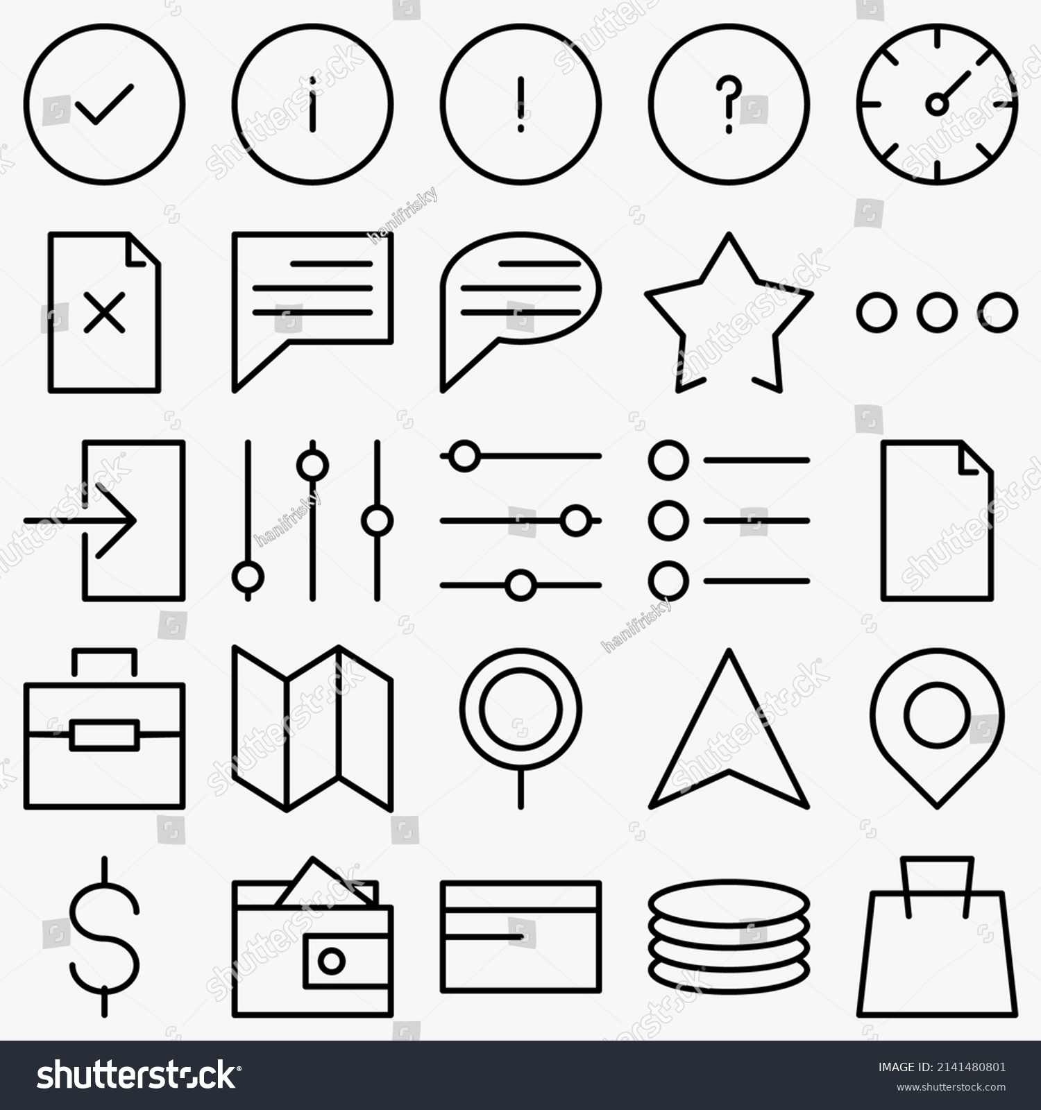 Minimalist Ui Icon Set Black Version Stock Vector (Royalty Free ...