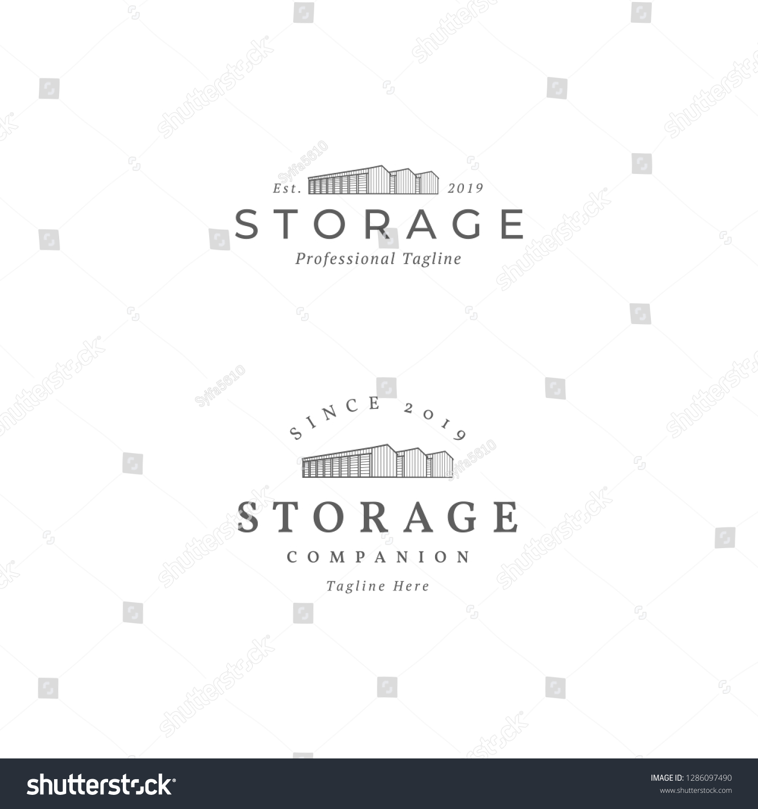Minimalist Warehouse Storage Logo Vector Set Stock Vector (Royalty Free ...