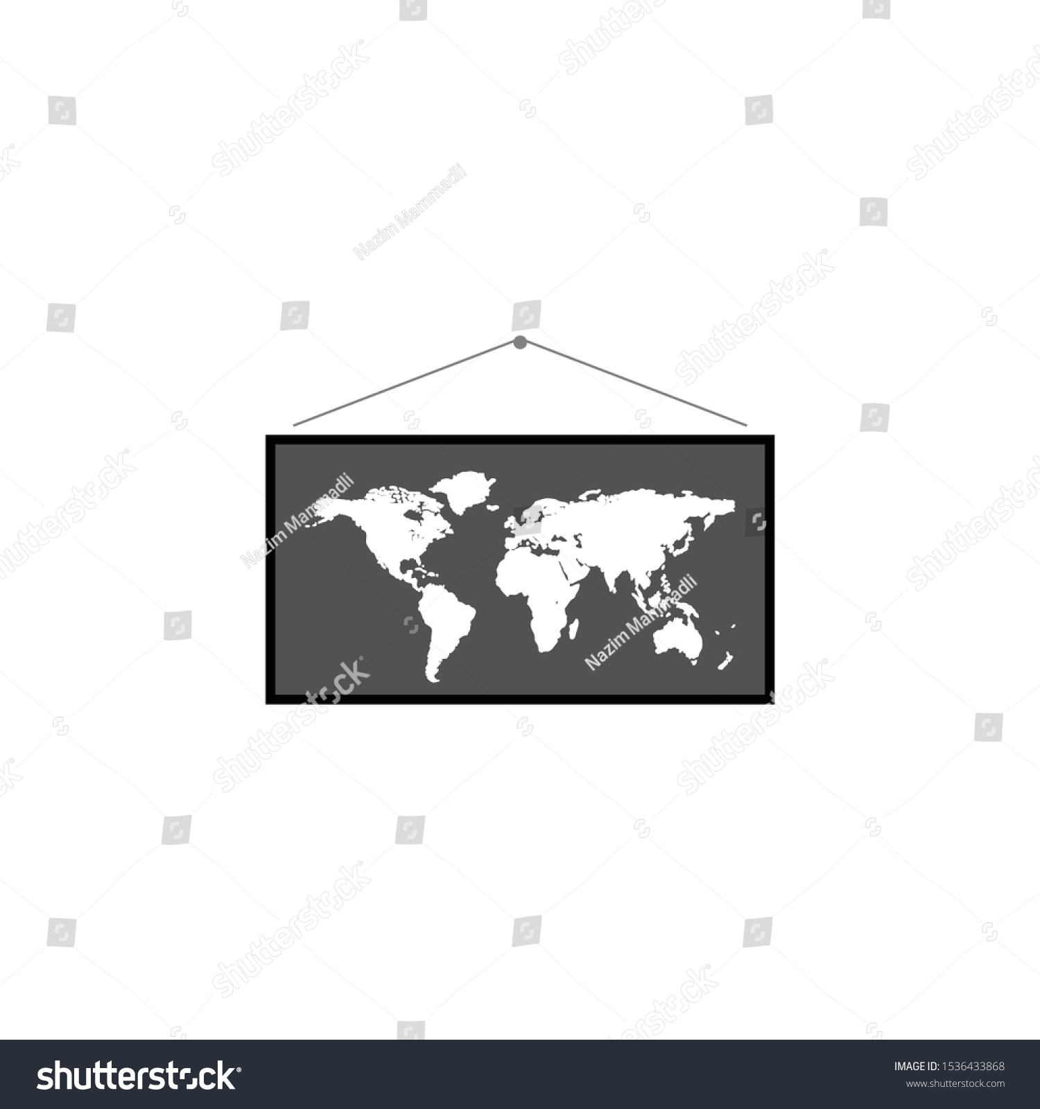 Minimalist World Map Frame Vector On : image vectorielle de stock ...