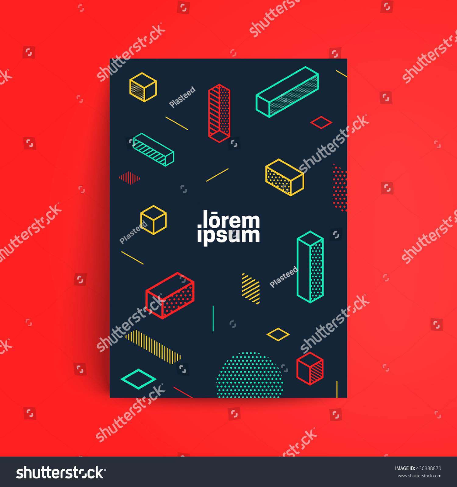 Minimalistic Design Simple Isometric Shapes Composition Stock Vector ...