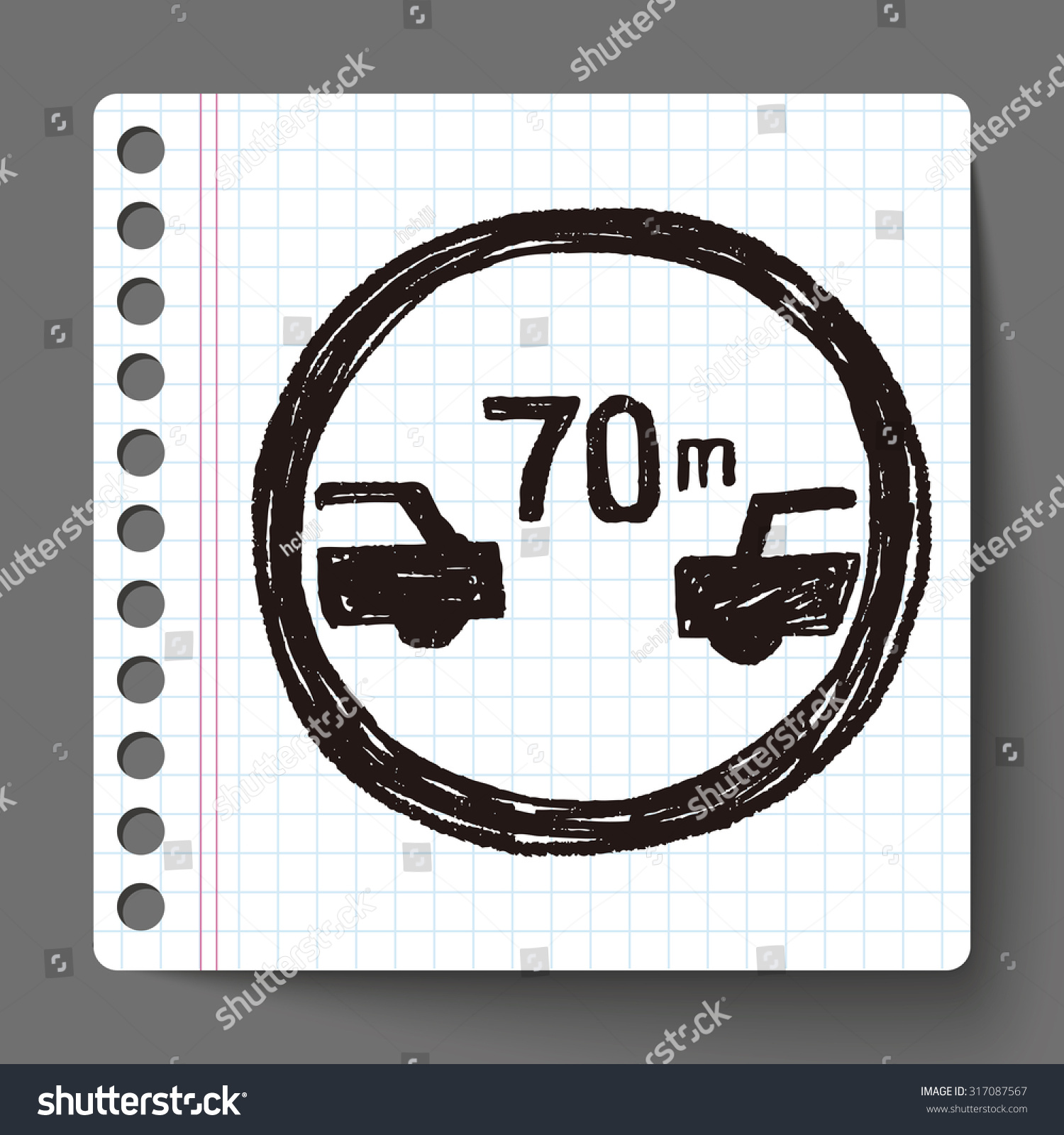 Minimum Safe Following Distance Doodle Stock Vector (Royalty Free ...