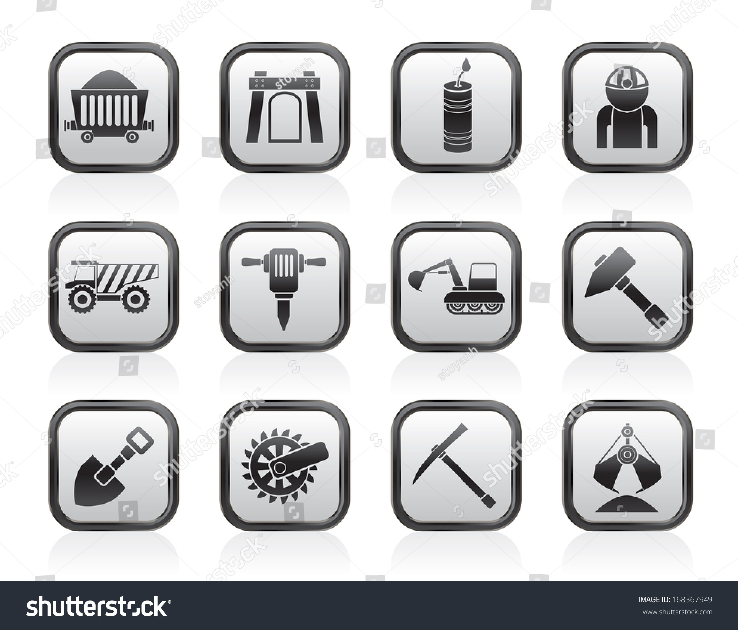 Mining Quarrying Industry Objects Icons Vector Stock Vector (Royalty ...