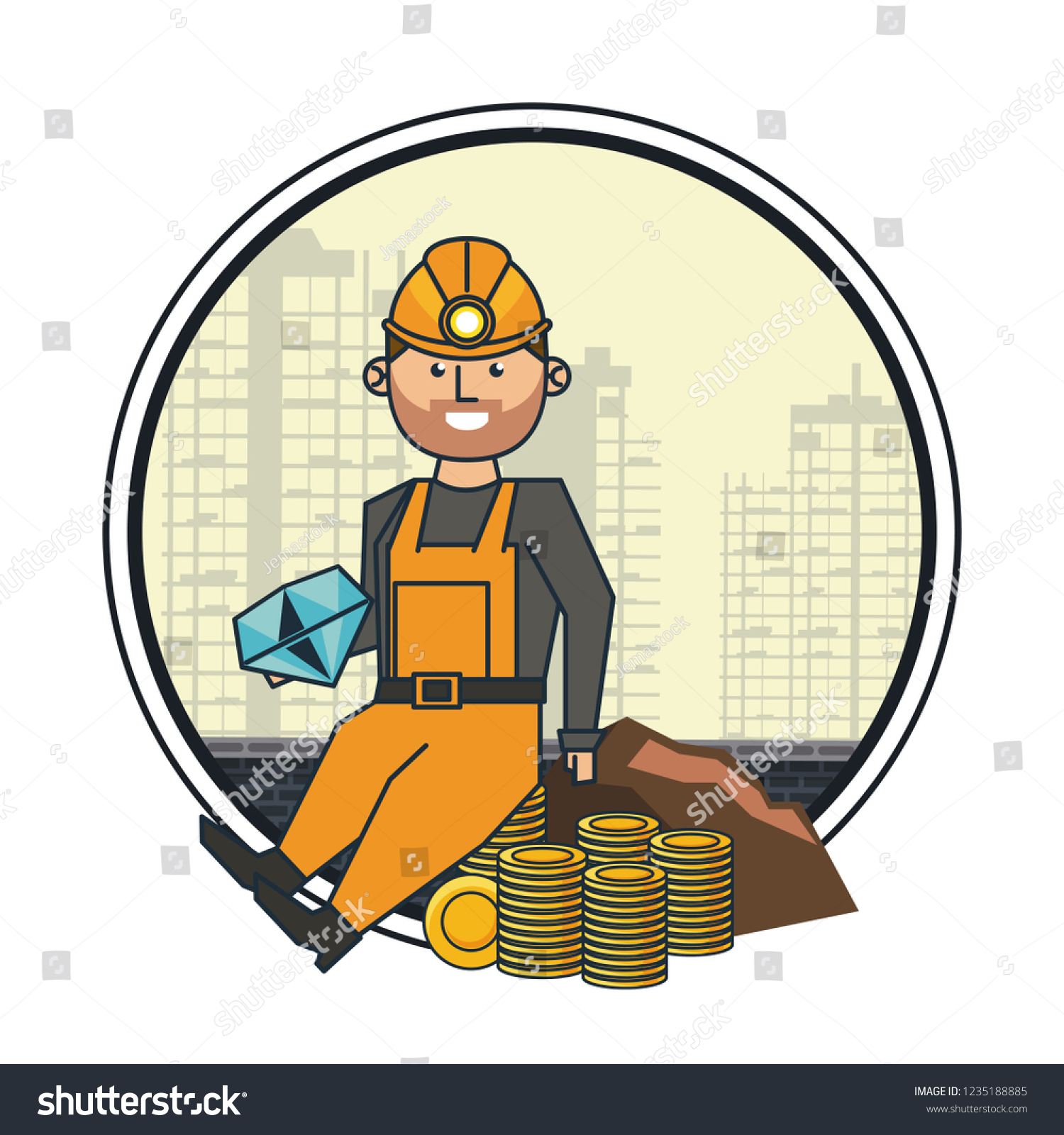 Mining Worker Cartoon Stock Vector (Royalty Free) 1235188885 | Shutterstock
