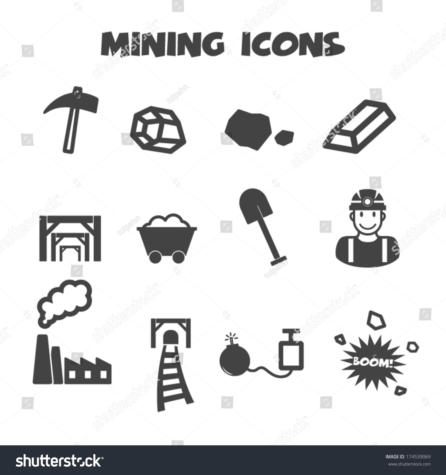 Mining Icons Mono Vector Symbols: เวกเตอร์สต็อก (ปลอดค่าลิขสิทธิ์ ...