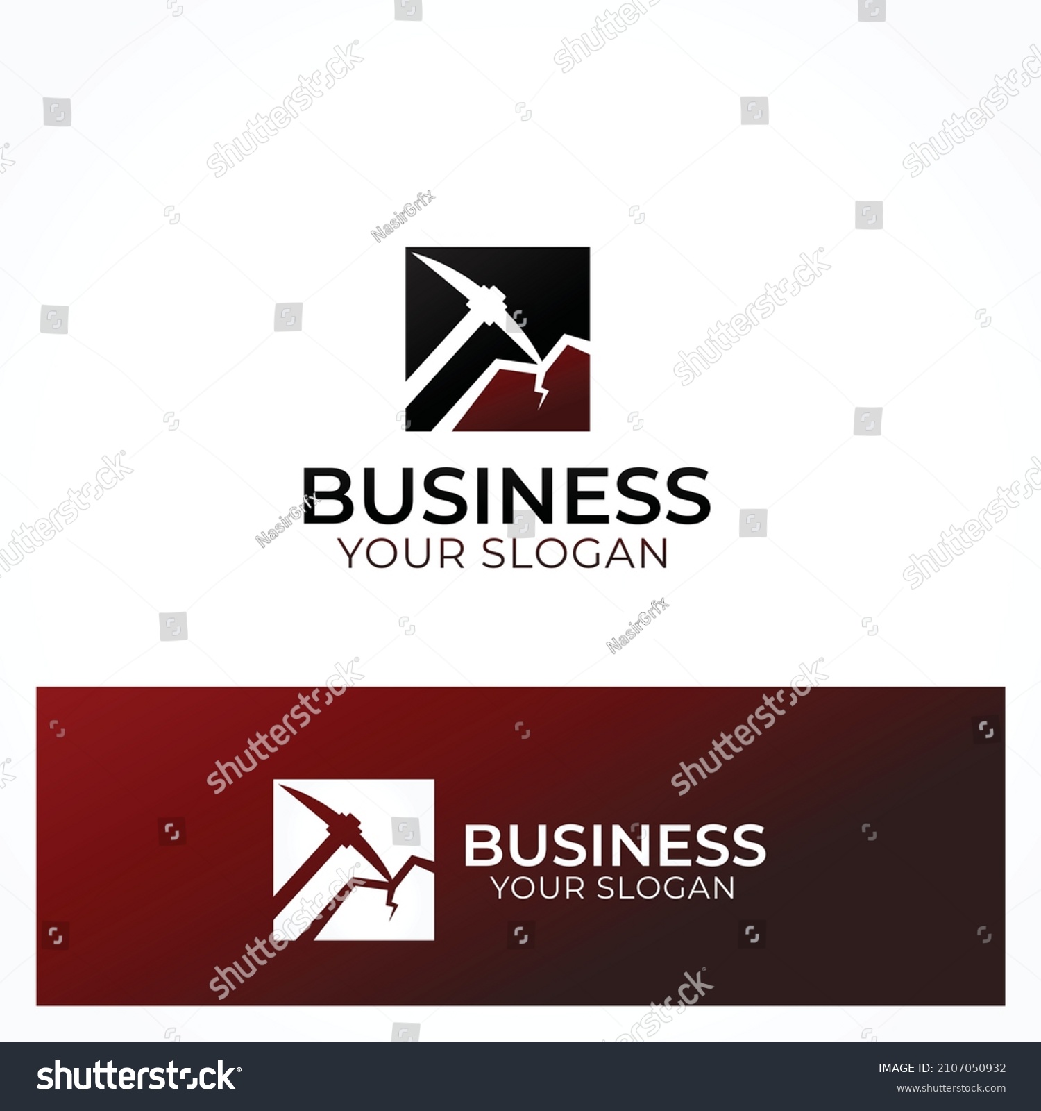 Mining Logo Rock Hit Pick Axe Stock Vector (Royalty Free) 2107050932 ...