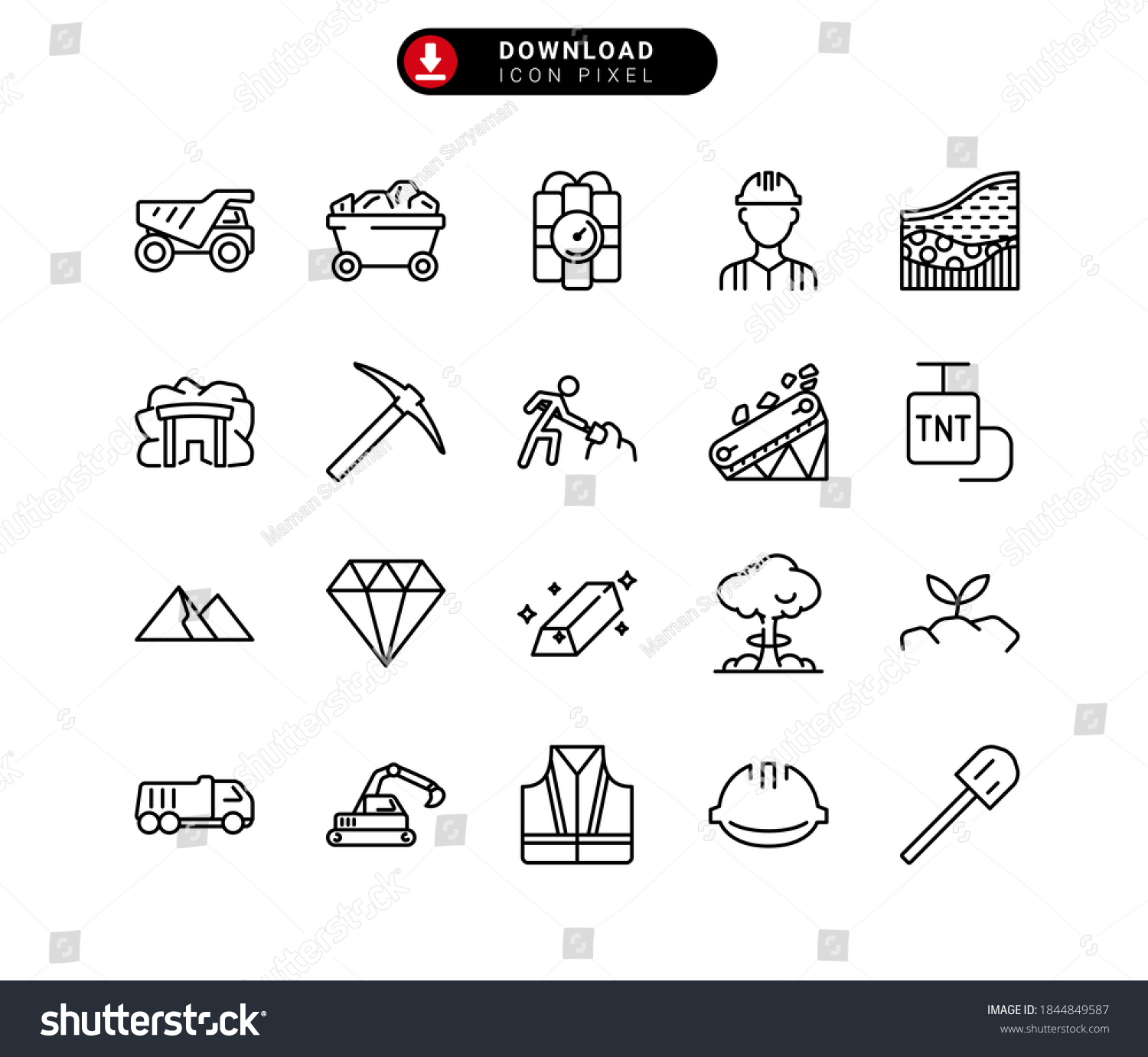 Mining Outline Icon Editable Stroke Stock Vector (Royalty Free) 1844849587