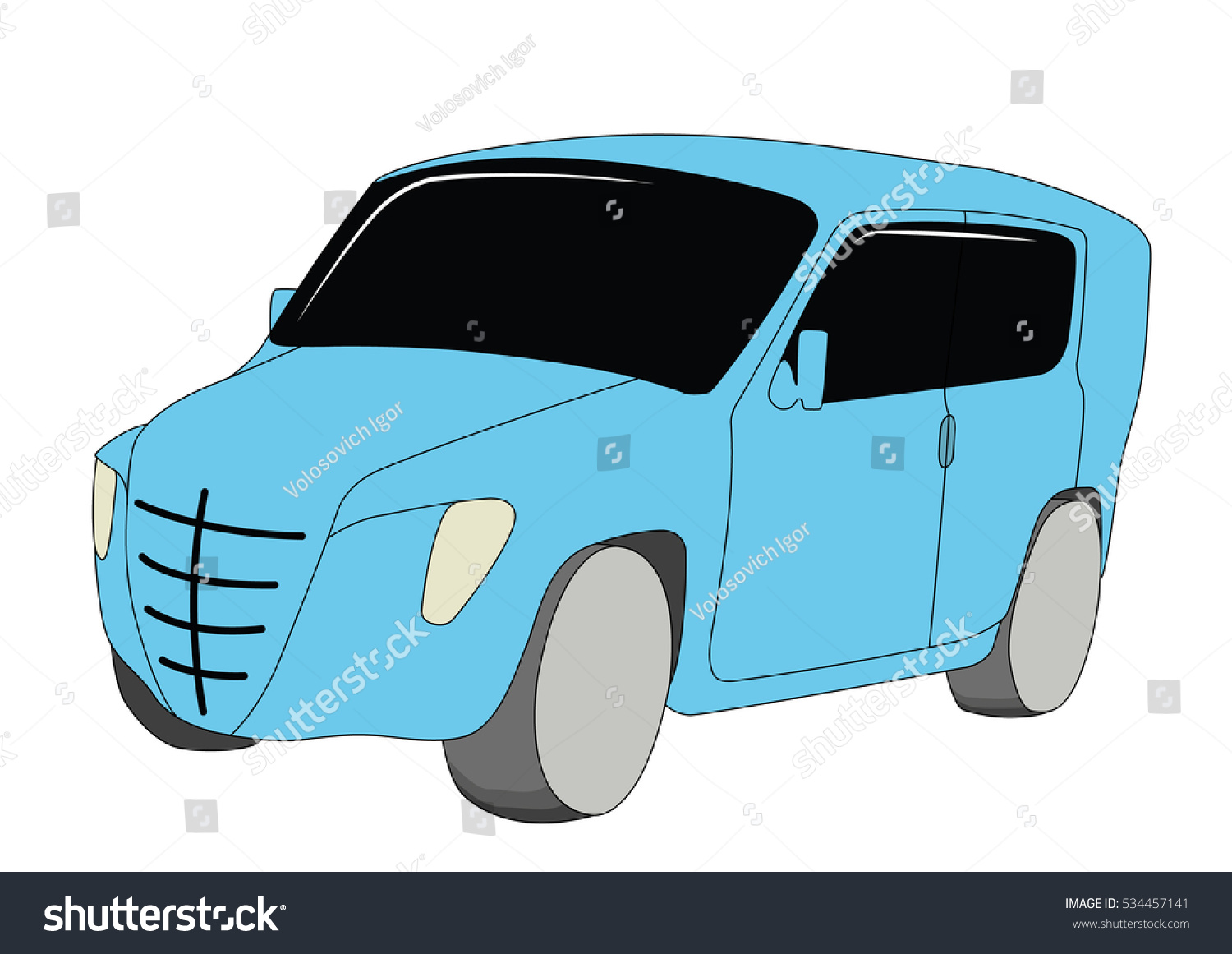 Minivan Blue Vector Illustration Isolated Stock Vector (Royalty Free ...