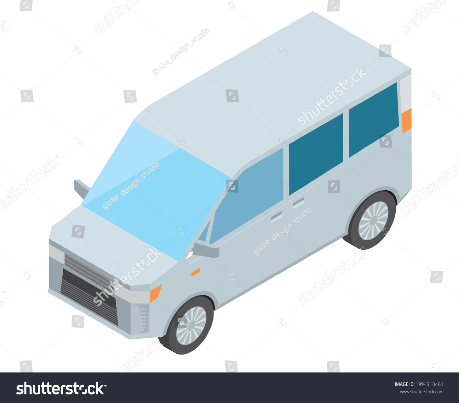 Minivan Isometrics Car Illustration 3d White Stock Vector (Royalty Free ...