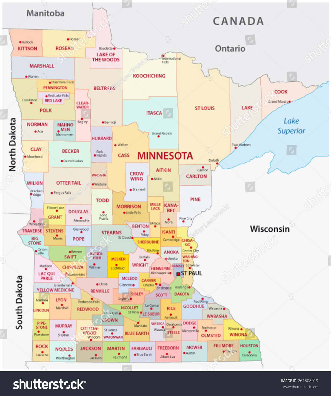 Minnesota Administrative Map: Vector có sẵn (miễn phí bản quyền ...