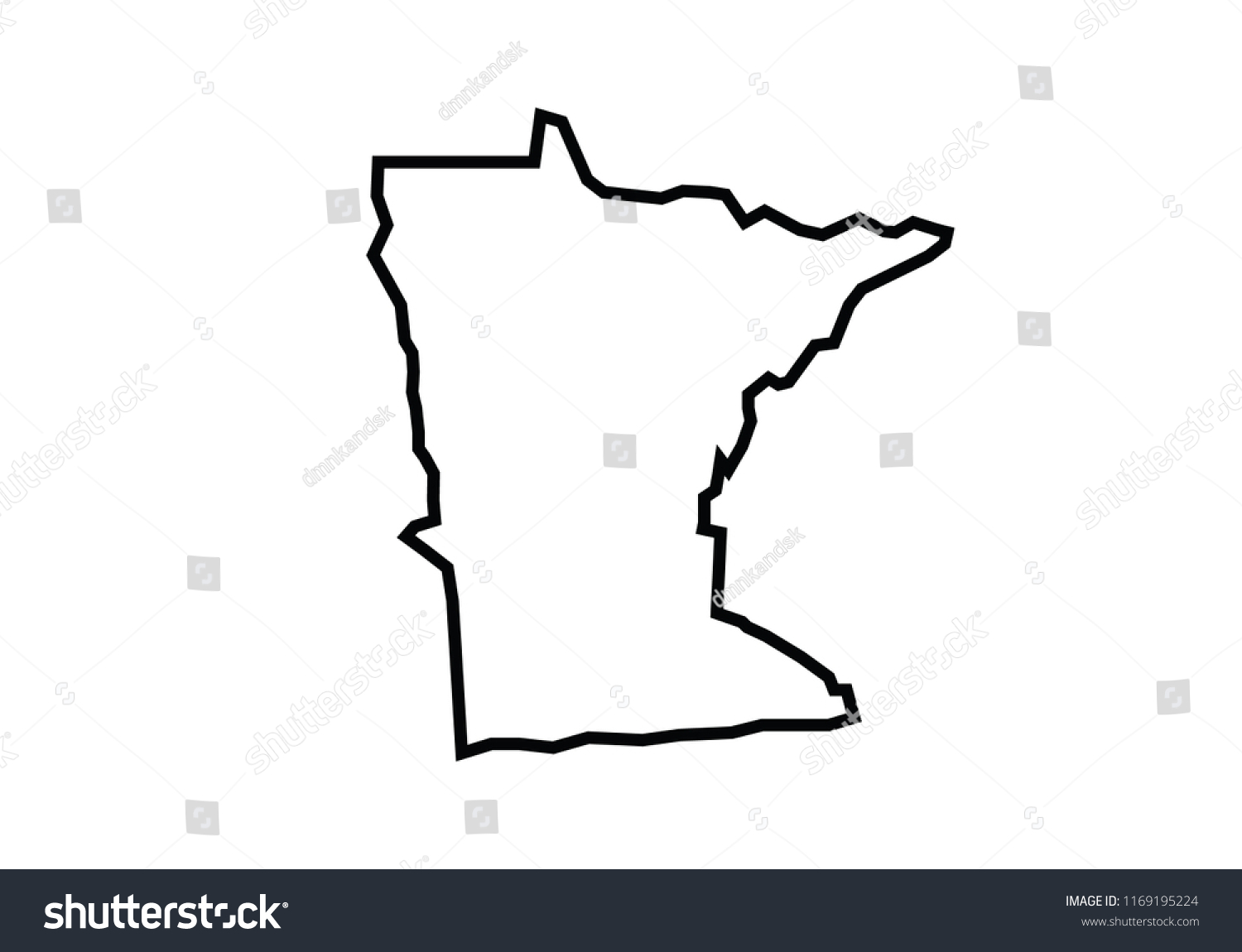 Minnesota Outline Map State Shape: vector de stock (libre de regalías ...