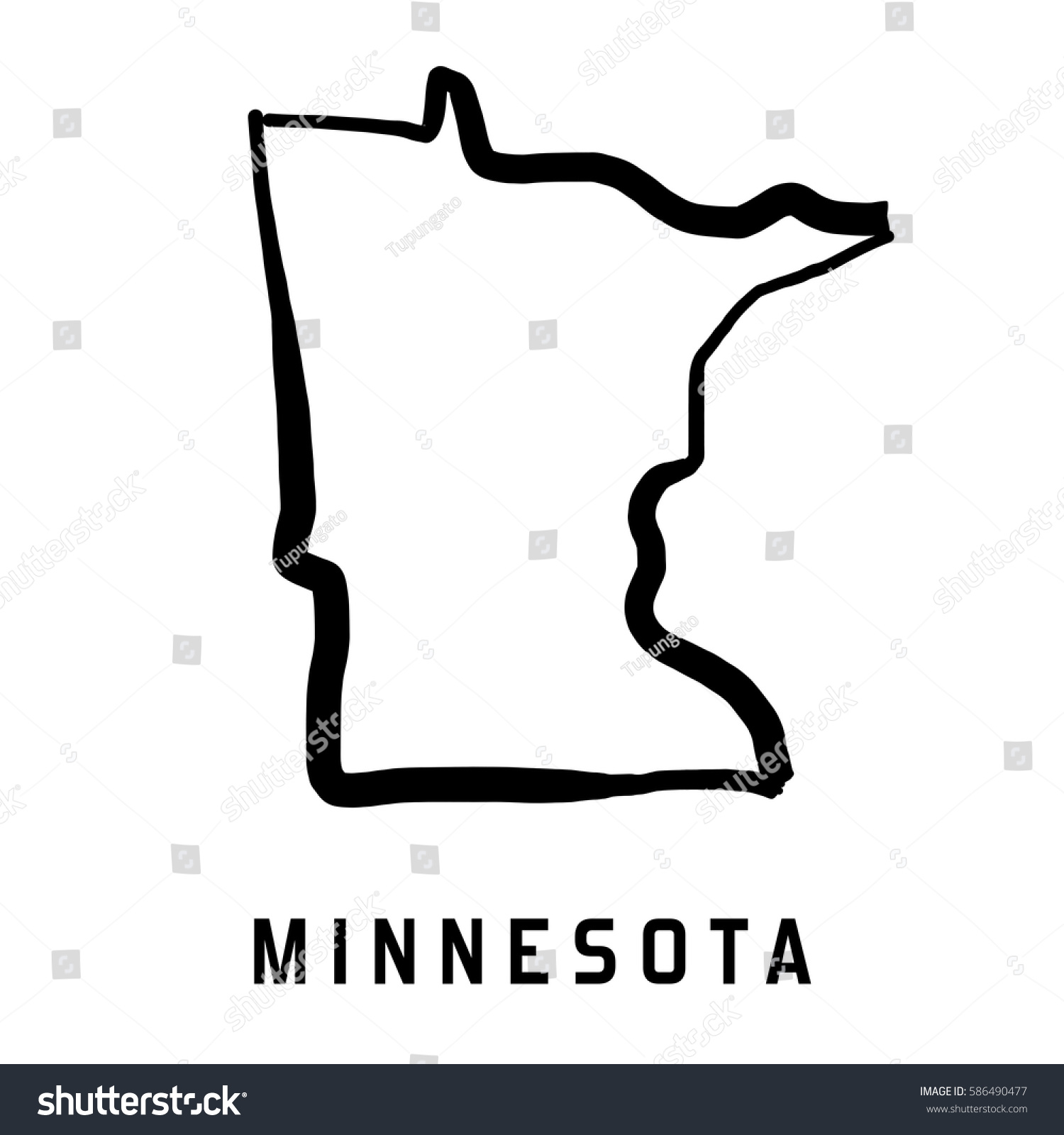 Minnesota State Map Outline Smooth Simplified Stock Vector (Royalty ...
