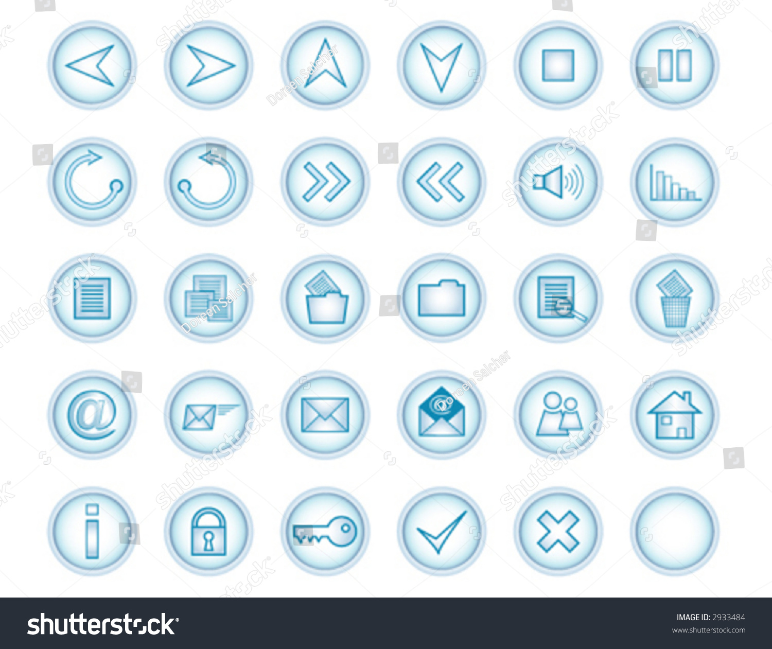 Miscellaneous Vector Icons Blue White Stock Vector (Royalty Free) 2933484