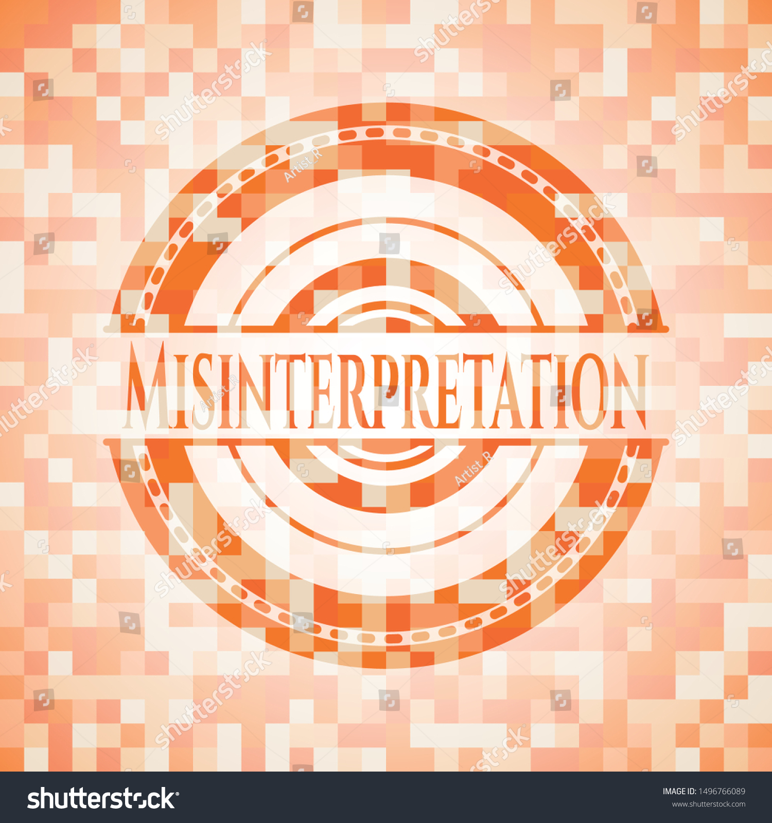 Misinterpretation Orange Mosaic Emblem Background Stock Vector (Royalty ...