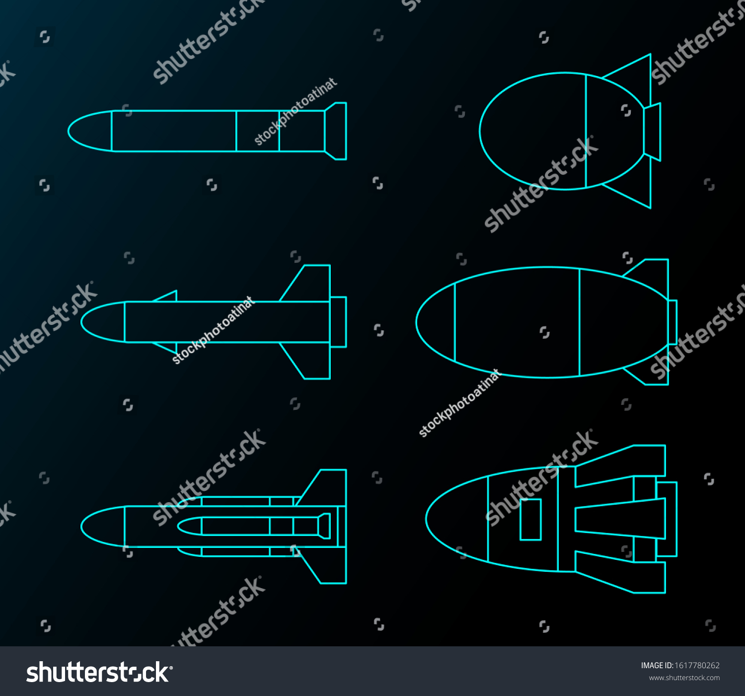 Missile Line Drawing Group Vector Design Stock Vector (Royalty Free ...