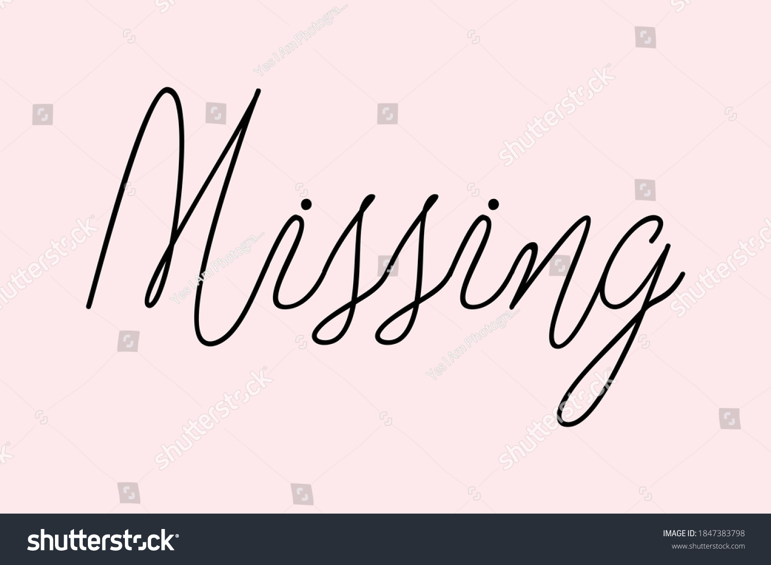 Missing Cursive Typography Black Color Text Stock Vector (Royalty Free ...