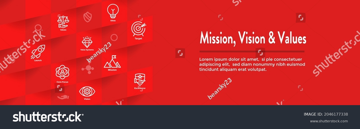 Mission Vision Values Web Header Icon Stock Vector (Royalty Free ...