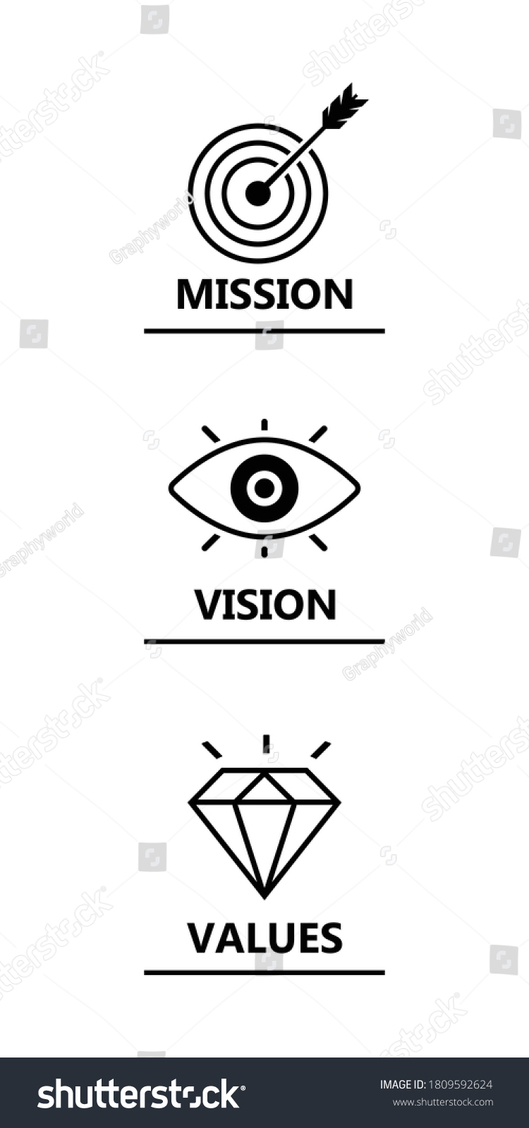 Mission Vision Values Line Art Icon: vetor stock (livre de direitos ...