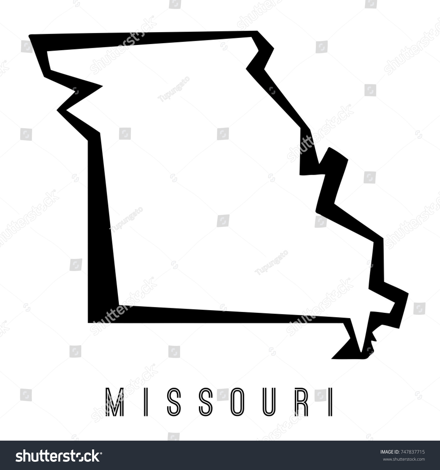 Missouri Map Outline Us State Shape Stock Vector (Royalty Free ...