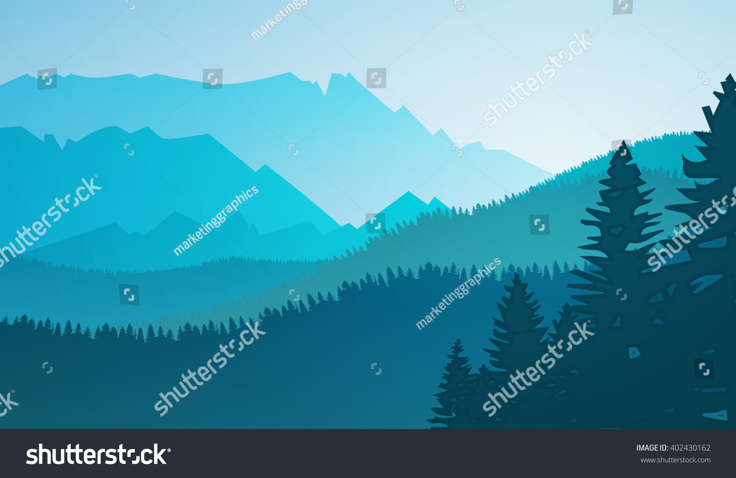 Misty Mountain Range Landscape Trees 库存矢量图（免版税）402430162 | Shutterstock