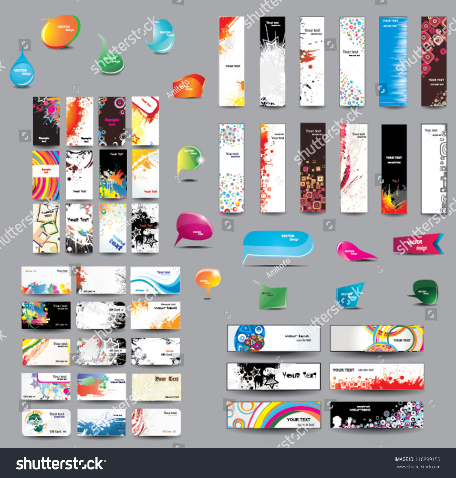 Mix Collection Vertical Horizontal Cards Headers Stock Vector (Royalty ...