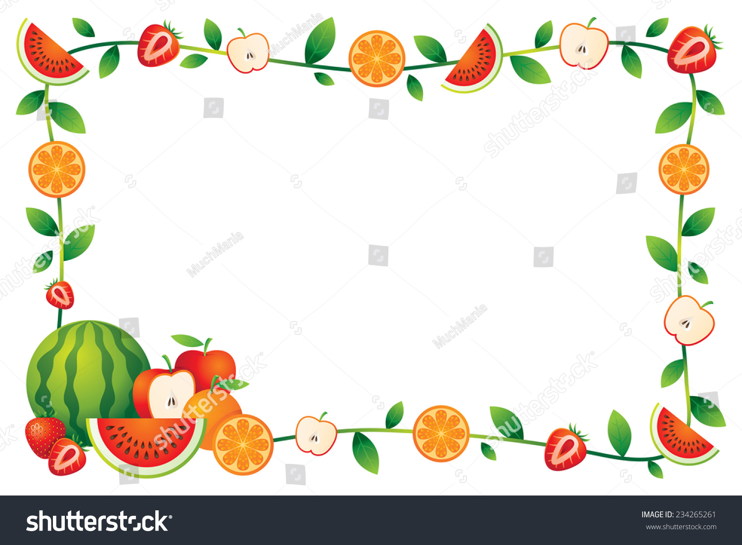 Mixed Fruits Border Frame: vector de stock (libre de regalías ... Mixed Fruits Border Frame: vector de stock (libre de regalías ...