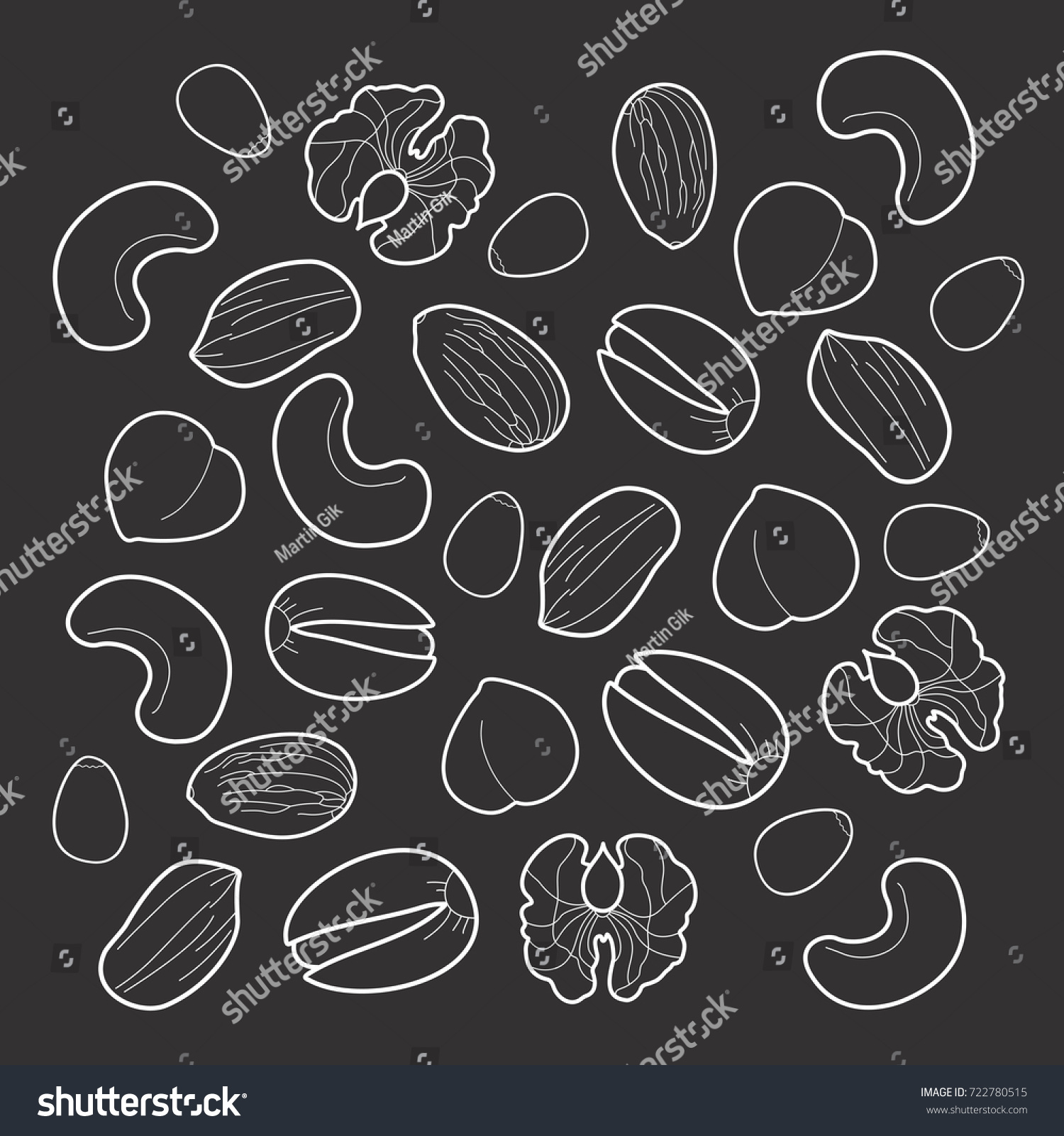 Mixed Nuts Vector Black White: vector de stock (libre de regalías ...