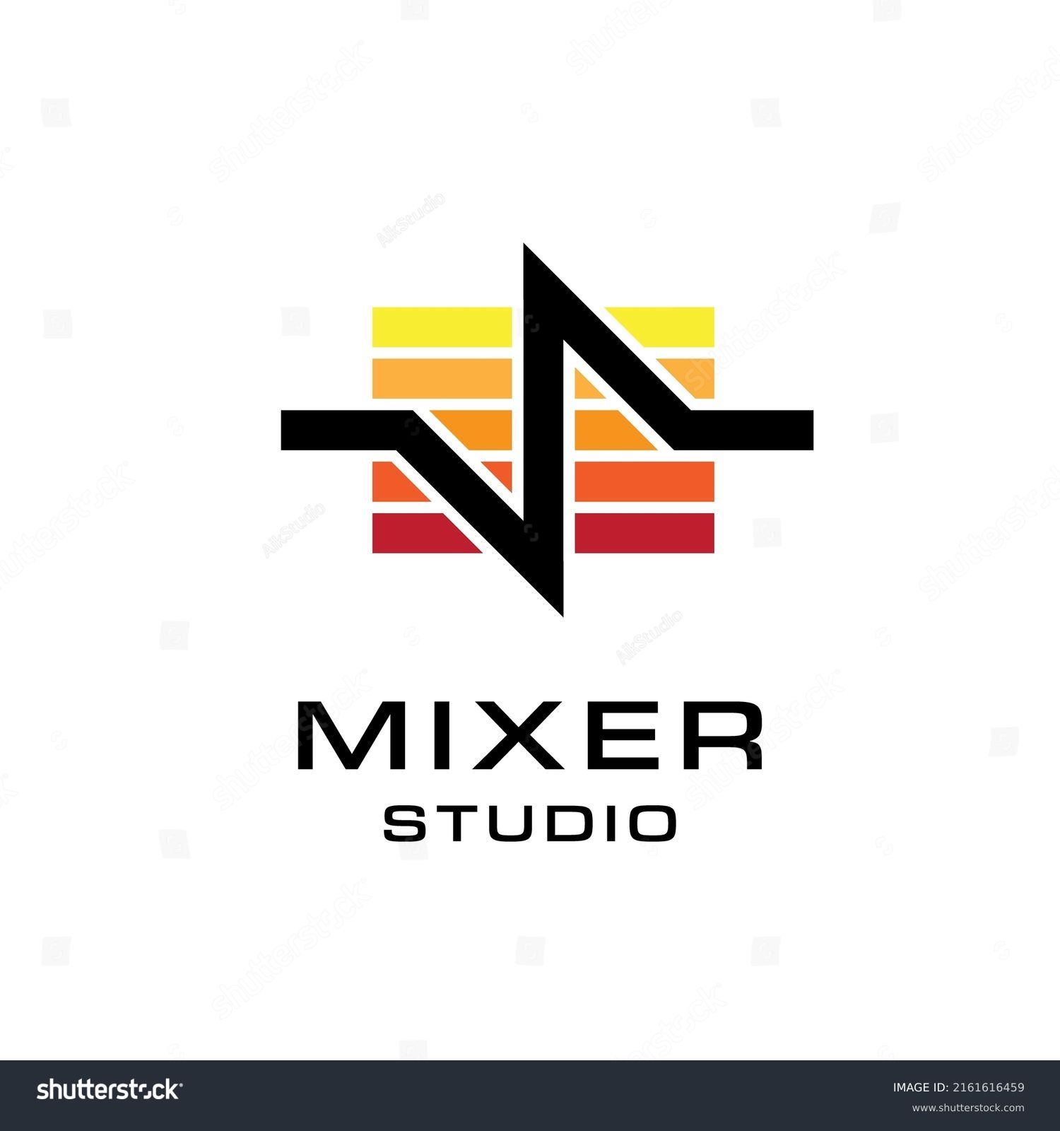 Mixer Studio Pulse Logo Design Template Stock Vector (Royalty Free ...
