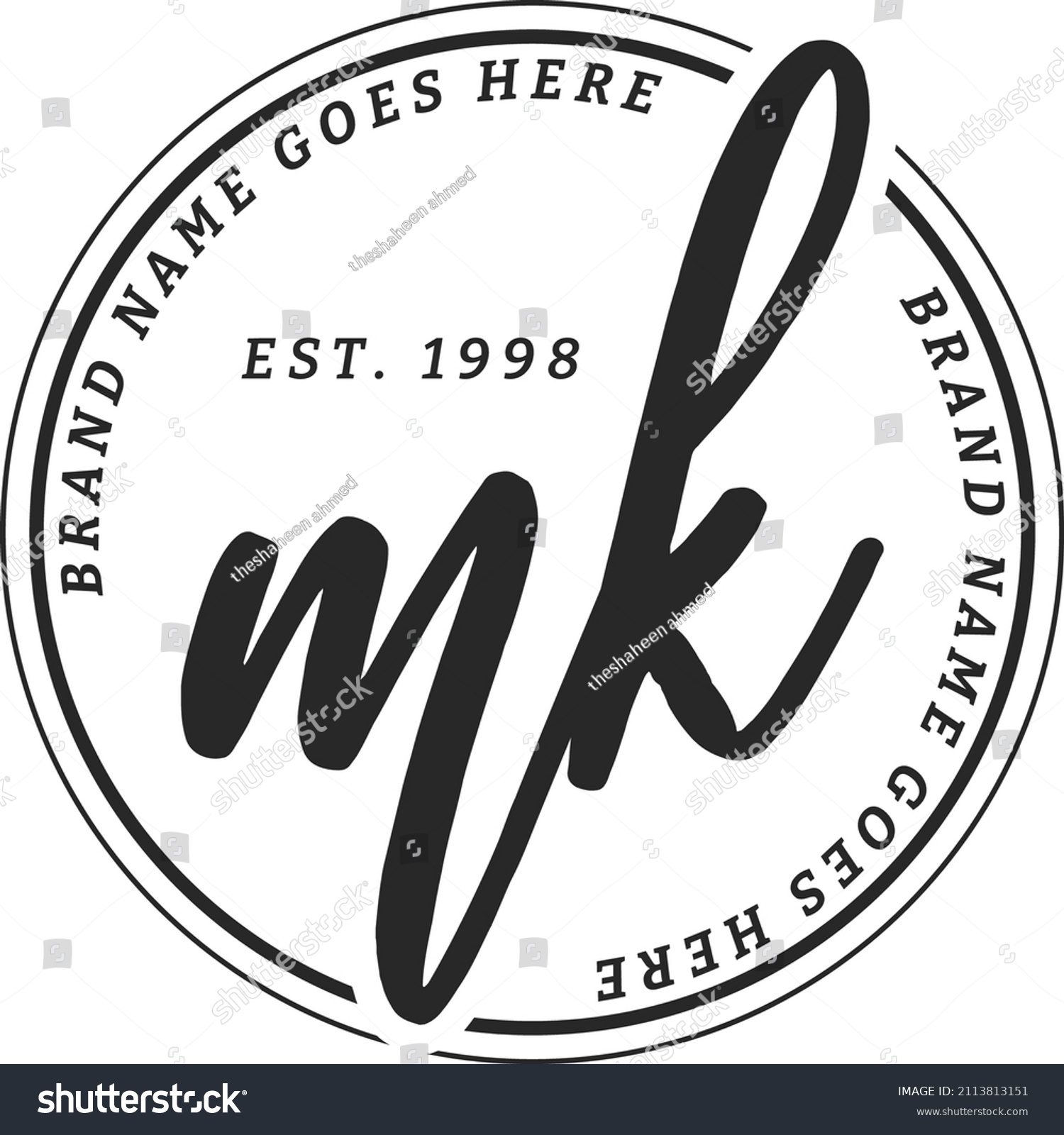 Mk Initial Handwriting Style Logo Circle Stock Vector (Royalty Free ...