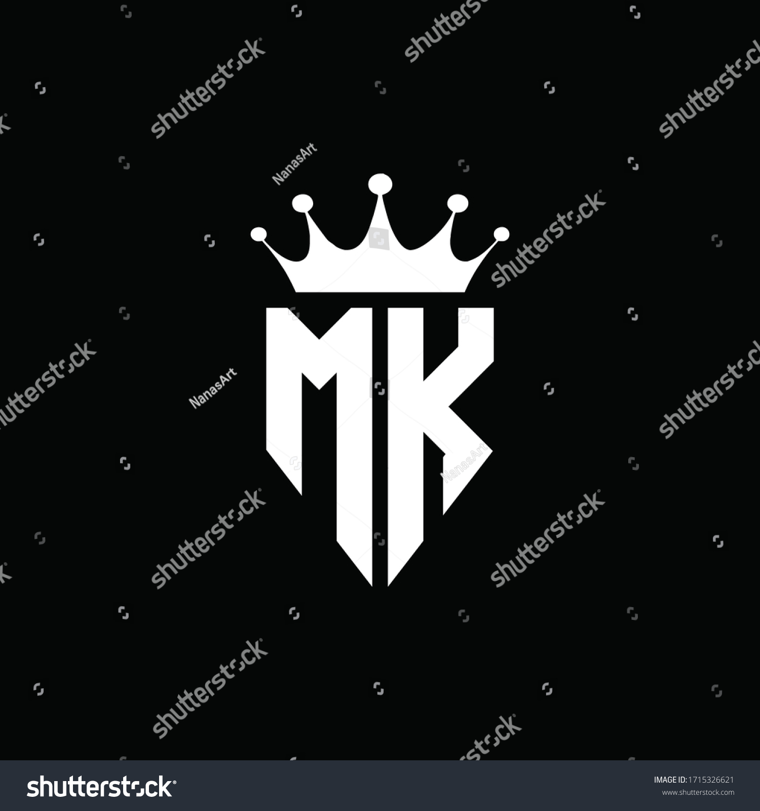 Mk Logo Monogram Emblem Style Crown Stock Vector (Royalty Free ...