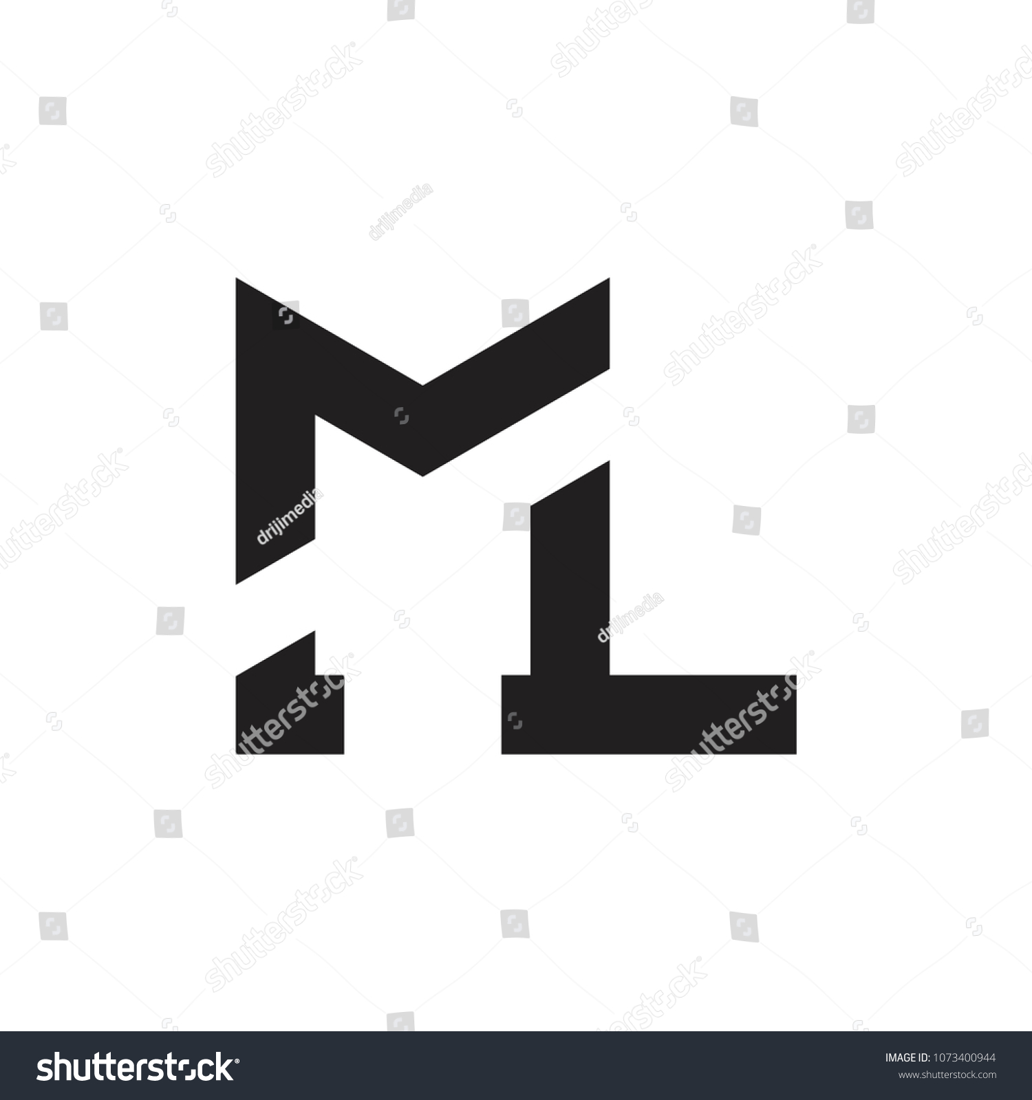Ml Letter Logo Design Vector Stock Vector (Royalty Free) 1073400944