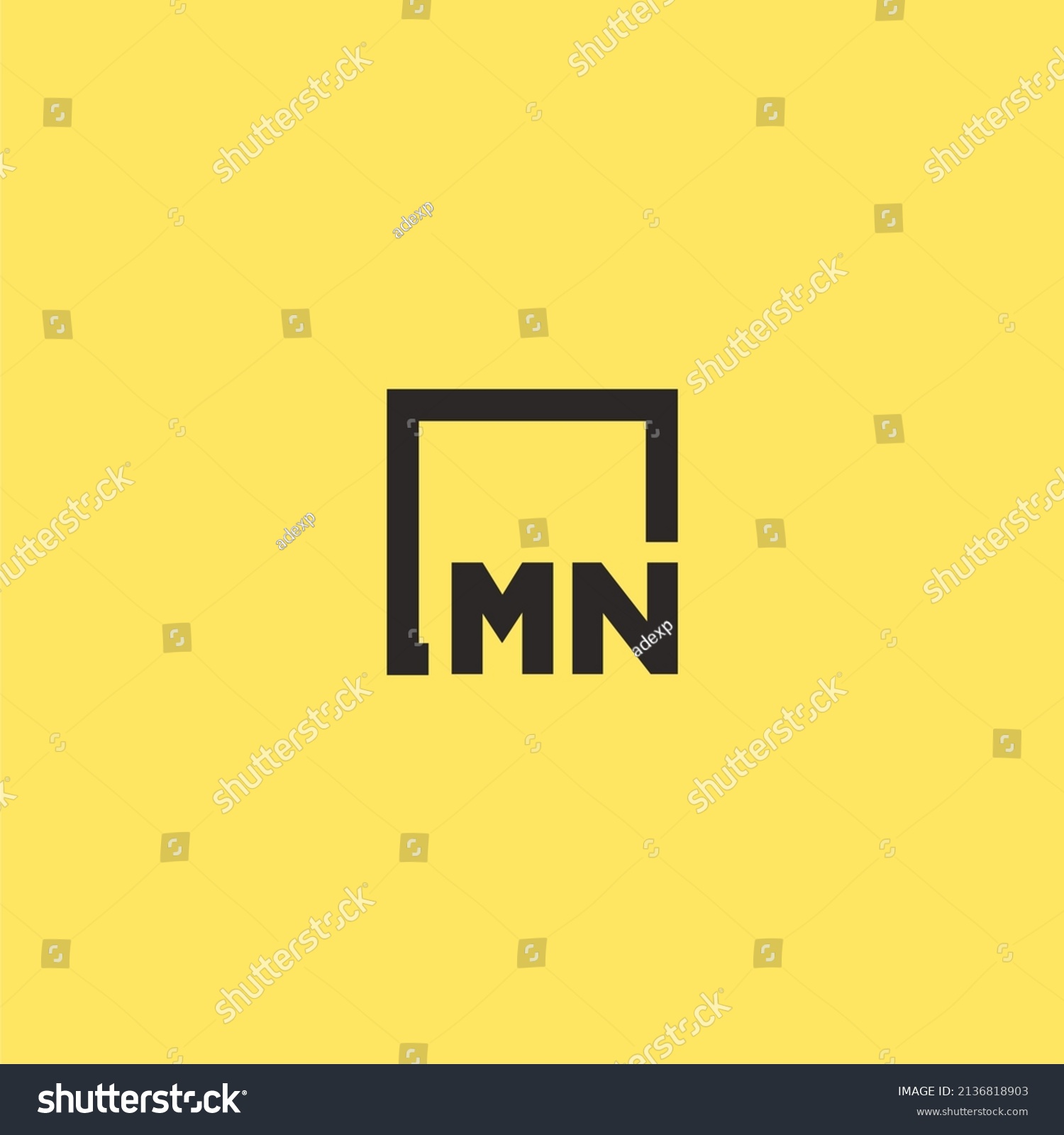 Mn Initial Monogram Logo Square Style Stock Vector (Royalty Free ...