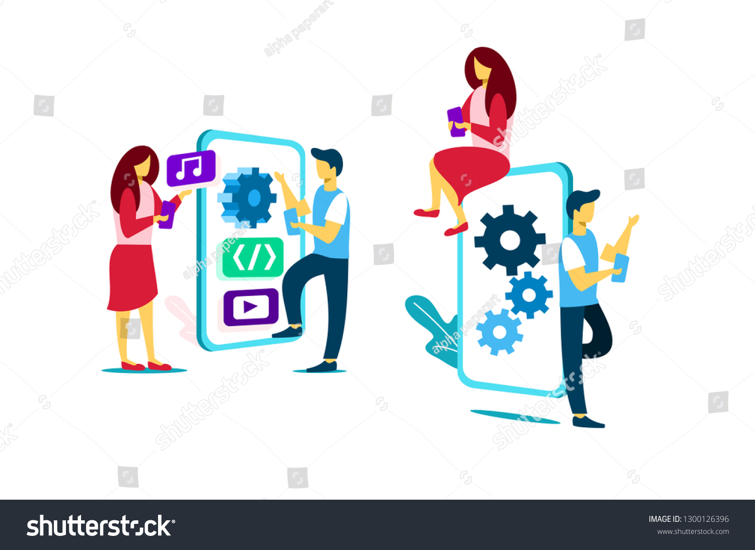 Mobile Aplication Developer Illustration Vector Improvement Stock ...