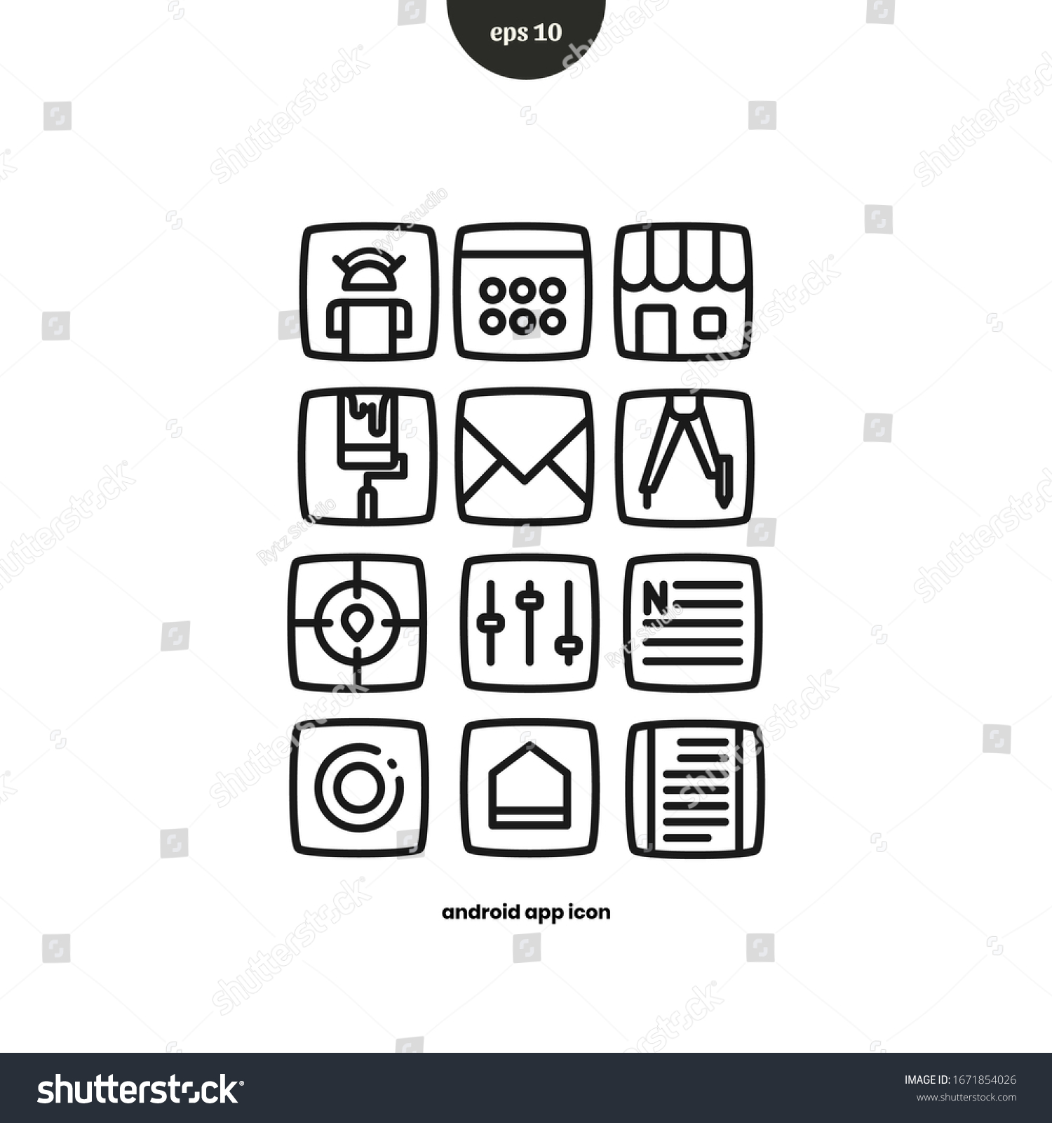Mobile App Icon Collection Vector Illustration Stock Vector (Royalty ...