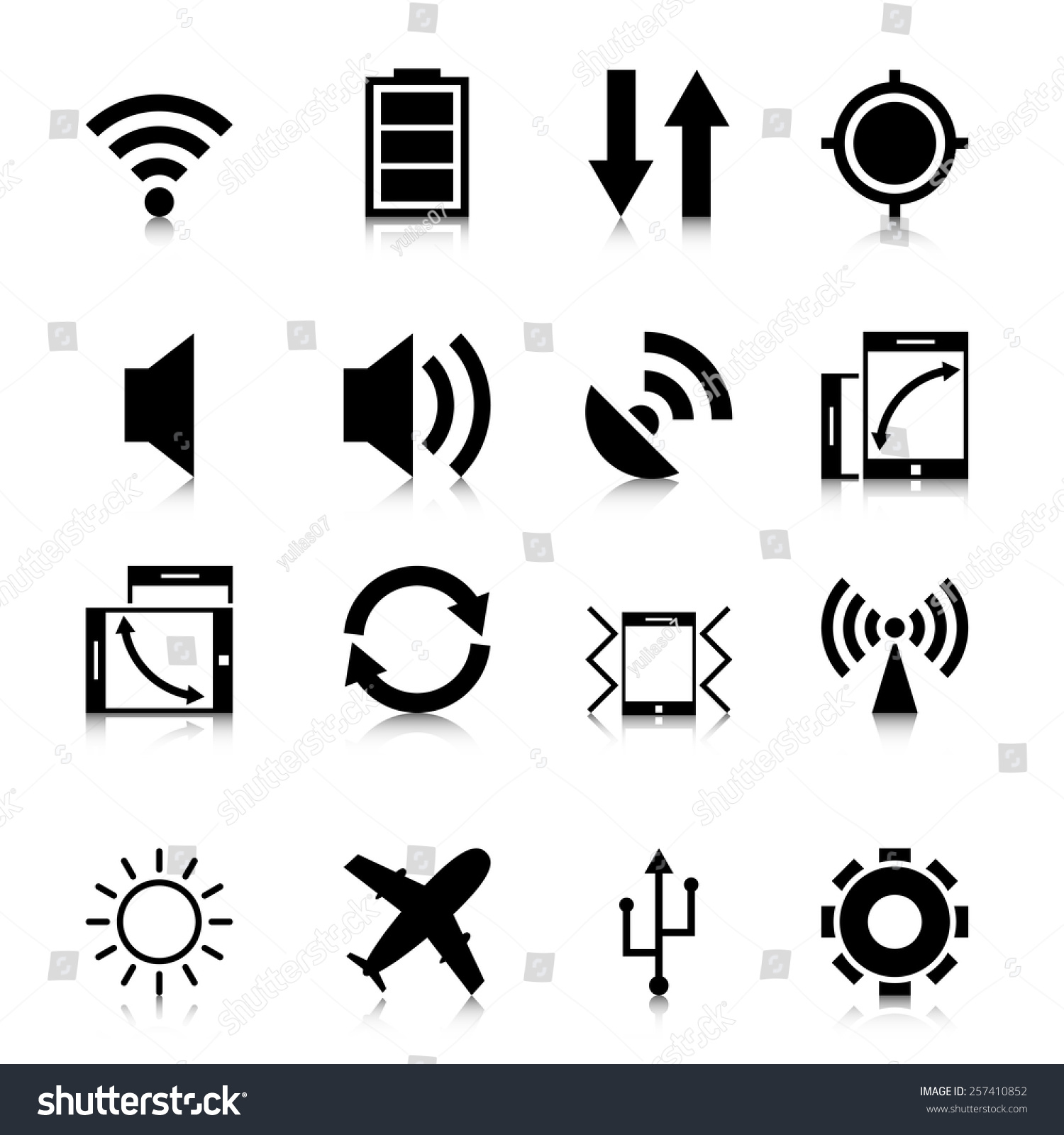 Mobile App Icons Reflection Stock Vector (Royalty Free) 257410852 ...