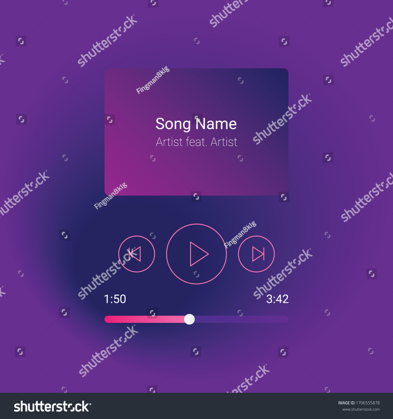 Mobile App Interface Music Player Vector Stock Vector (Royalty Free ...