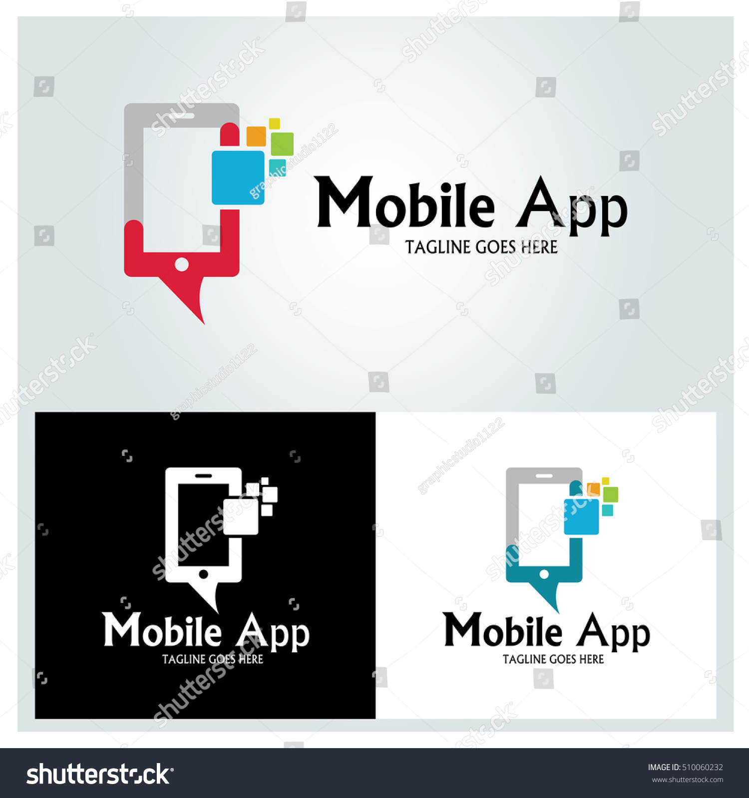 Mobile App Logo Design Template Vector: เวกเตอร์สต็อก (ปลอดค่าลิขสิทธิ์ ...