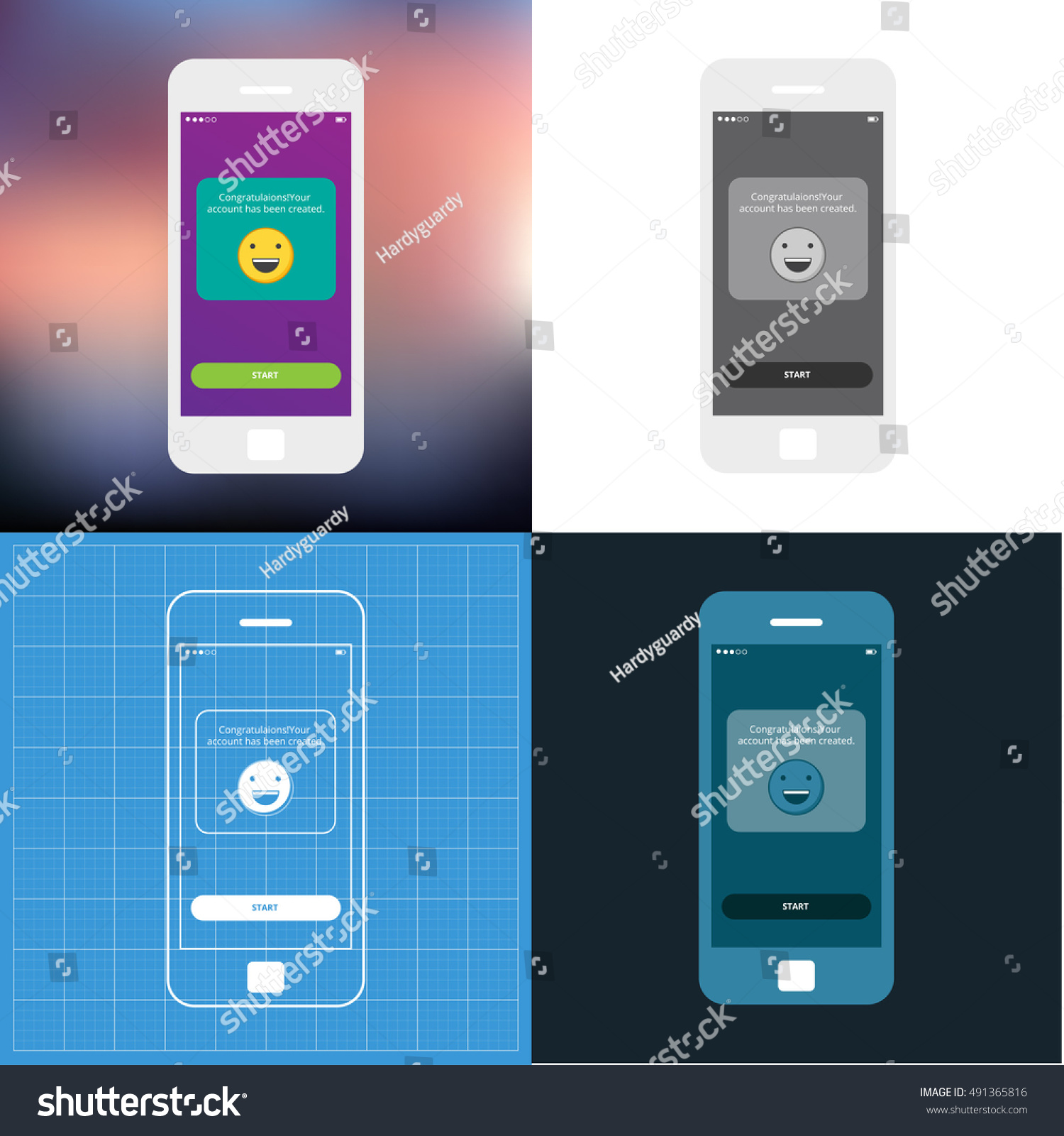 Mobile App Single Screen Ui Kit: vector de stock (libre de regalías ...