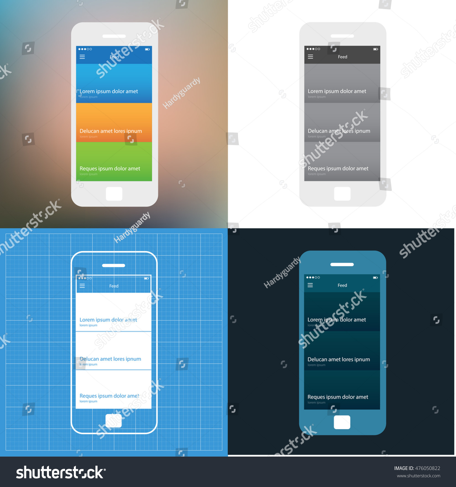 Mobile App Single Screen Ui Kit 库存矢量图（免版税）476050822 | Shutterstock