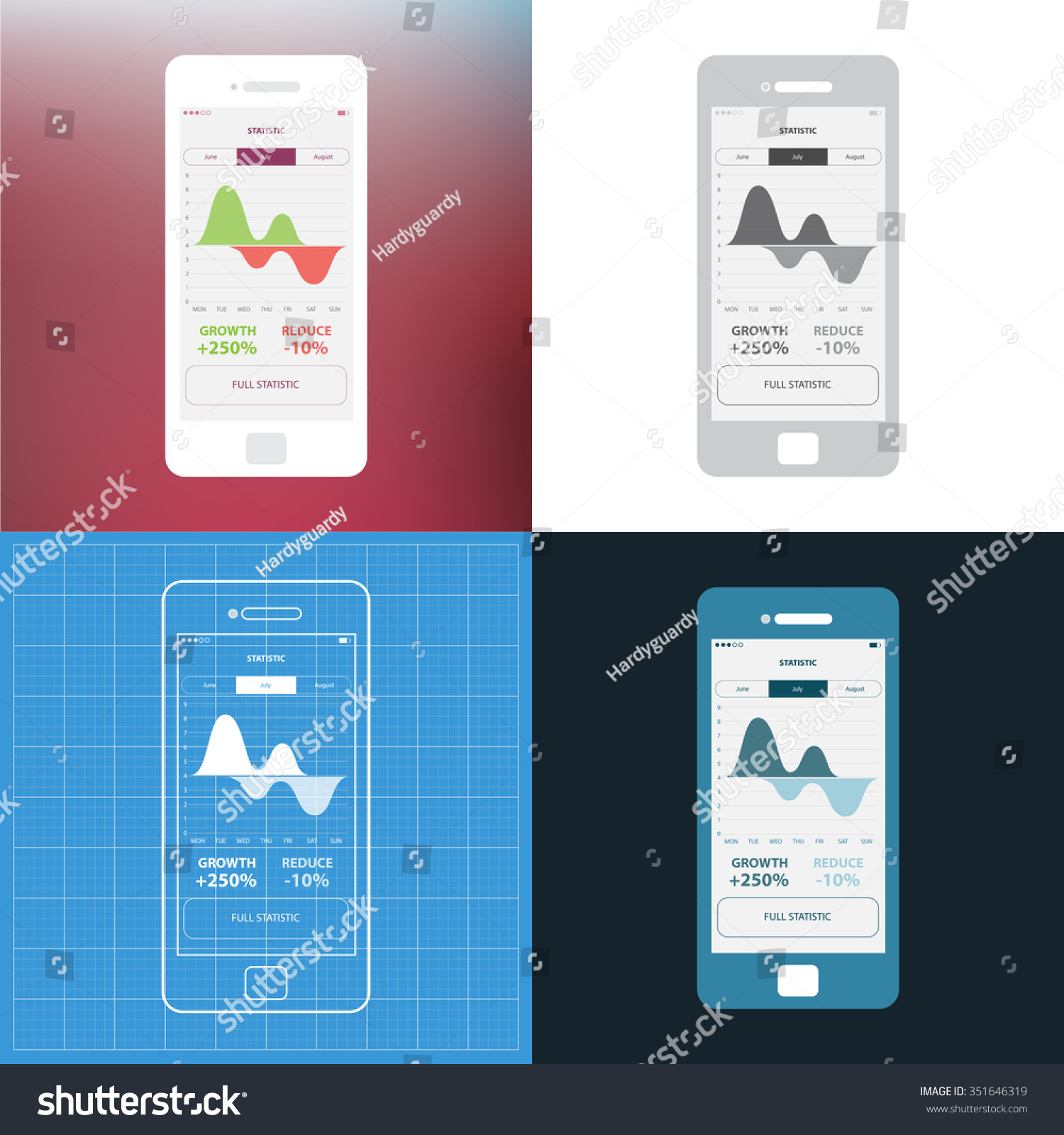 Mobile App Single Screen Ui Kit: vector de stock (libre de regalías ...