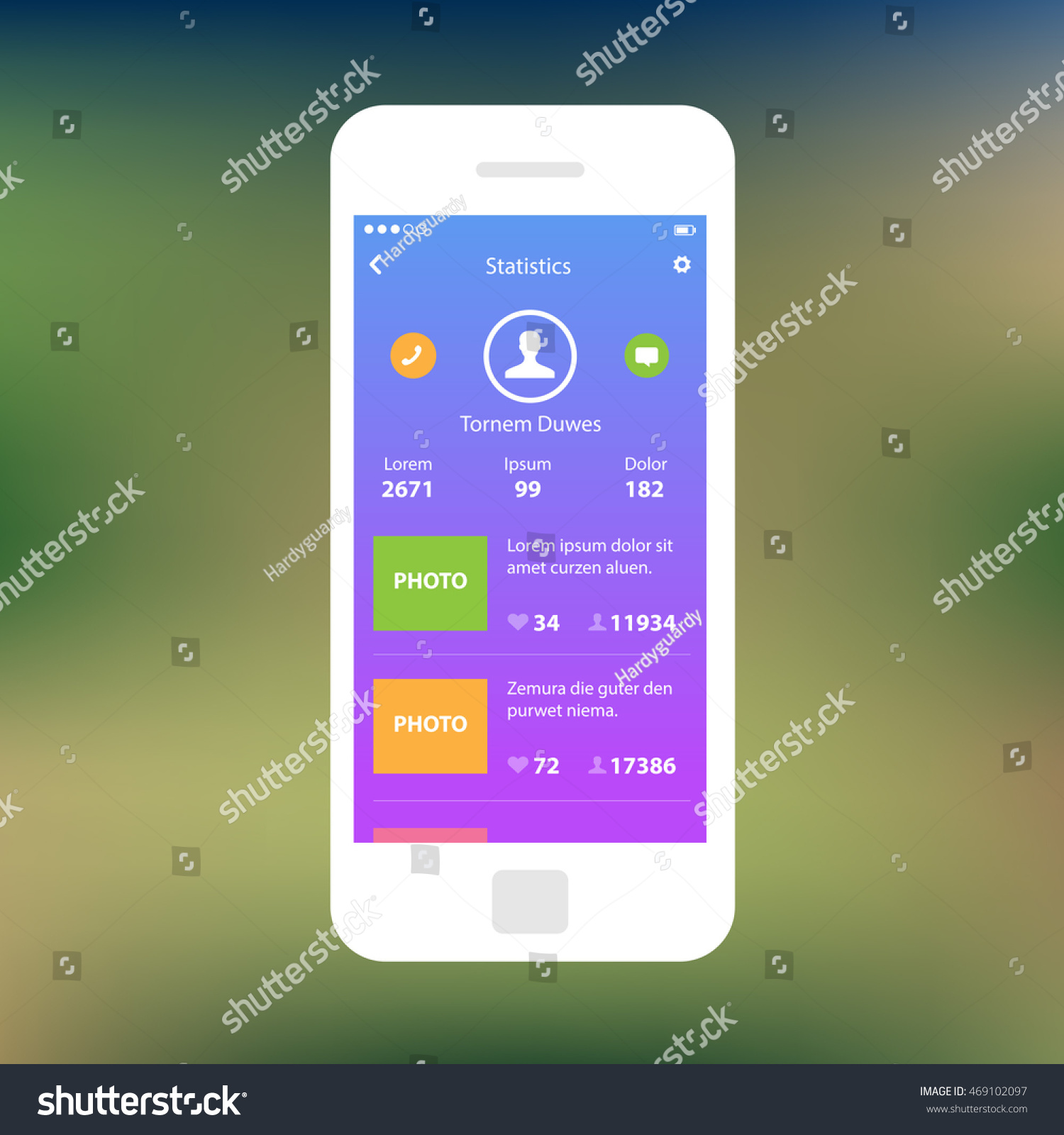 Vektor Stok Mobile App Single Screen Ui Kit (Tanpa Royalti) 469102097 ...