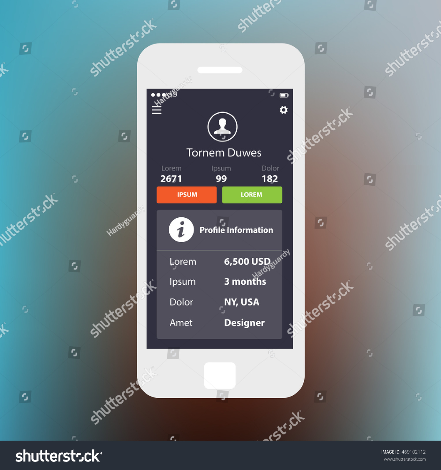 Mobile App Single Screen Ui Kit: เวกเตอร์สต็อก (ปลอดค่าลิขสิทธิ์ ...