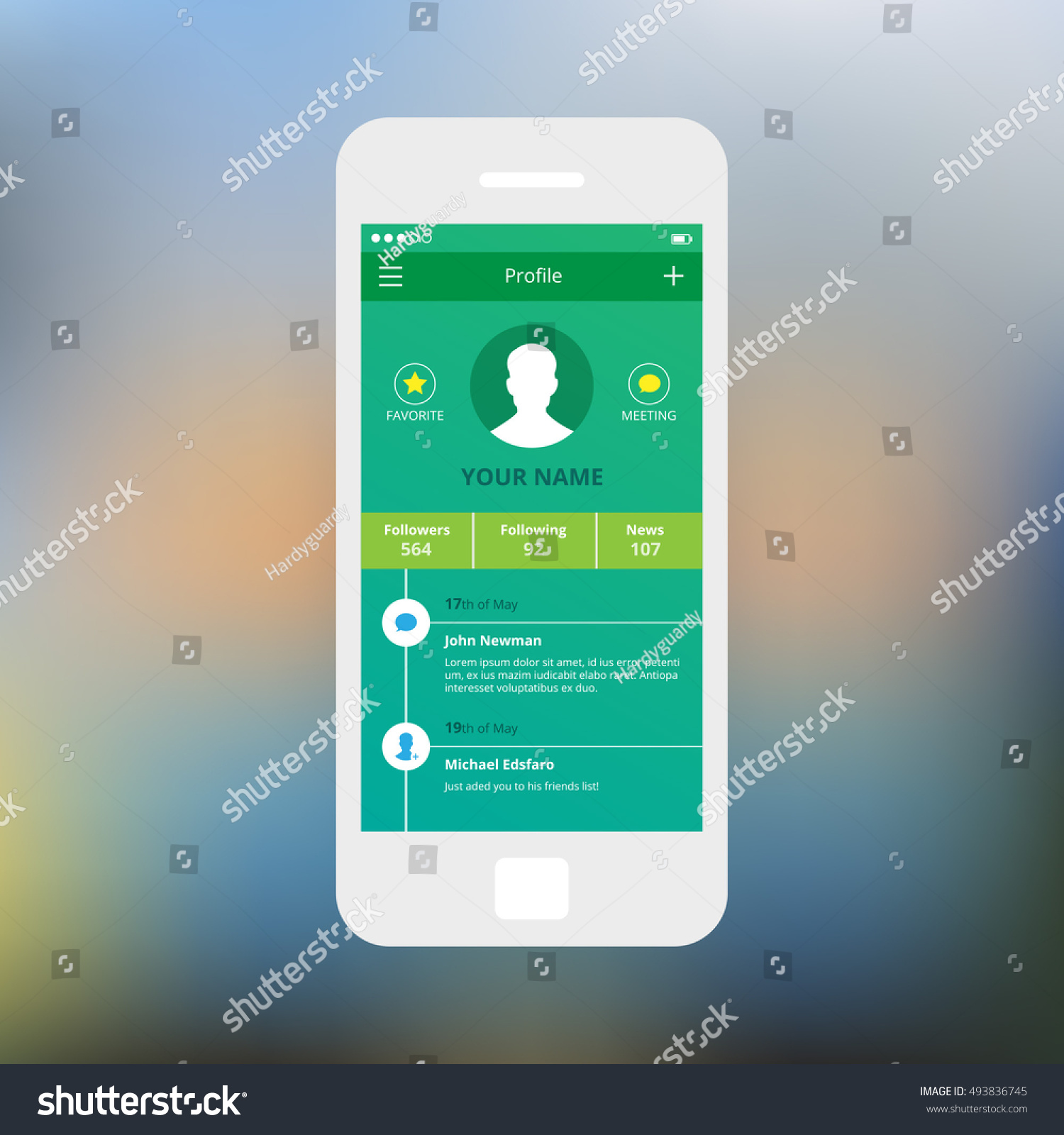 Mobile App Single Screen Ui Kit Stock Vector (Royalty Free) 493836745 ...