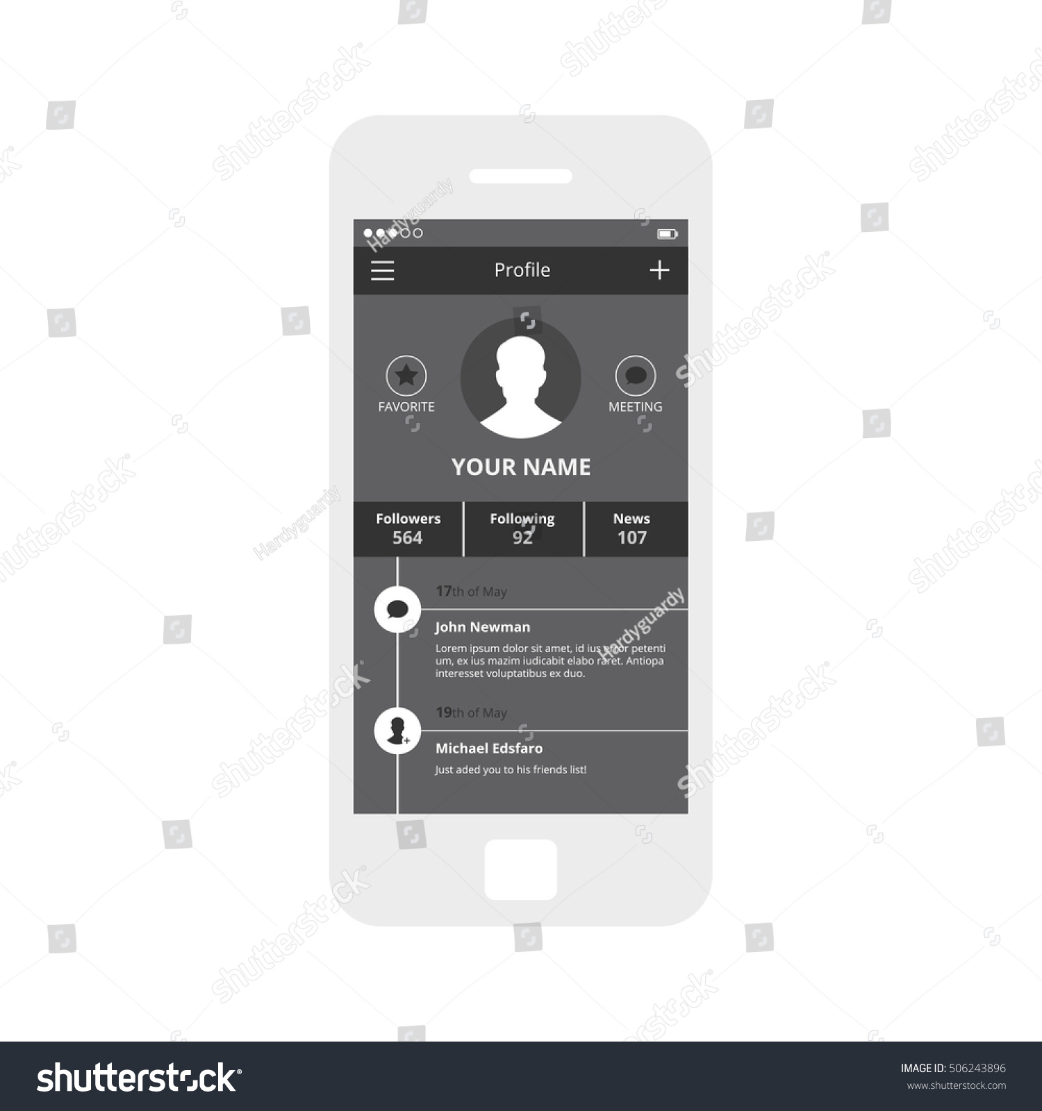 Mobile App Single Screen Ui Kit Stock Vector (Royalty Free) 506243896 ...